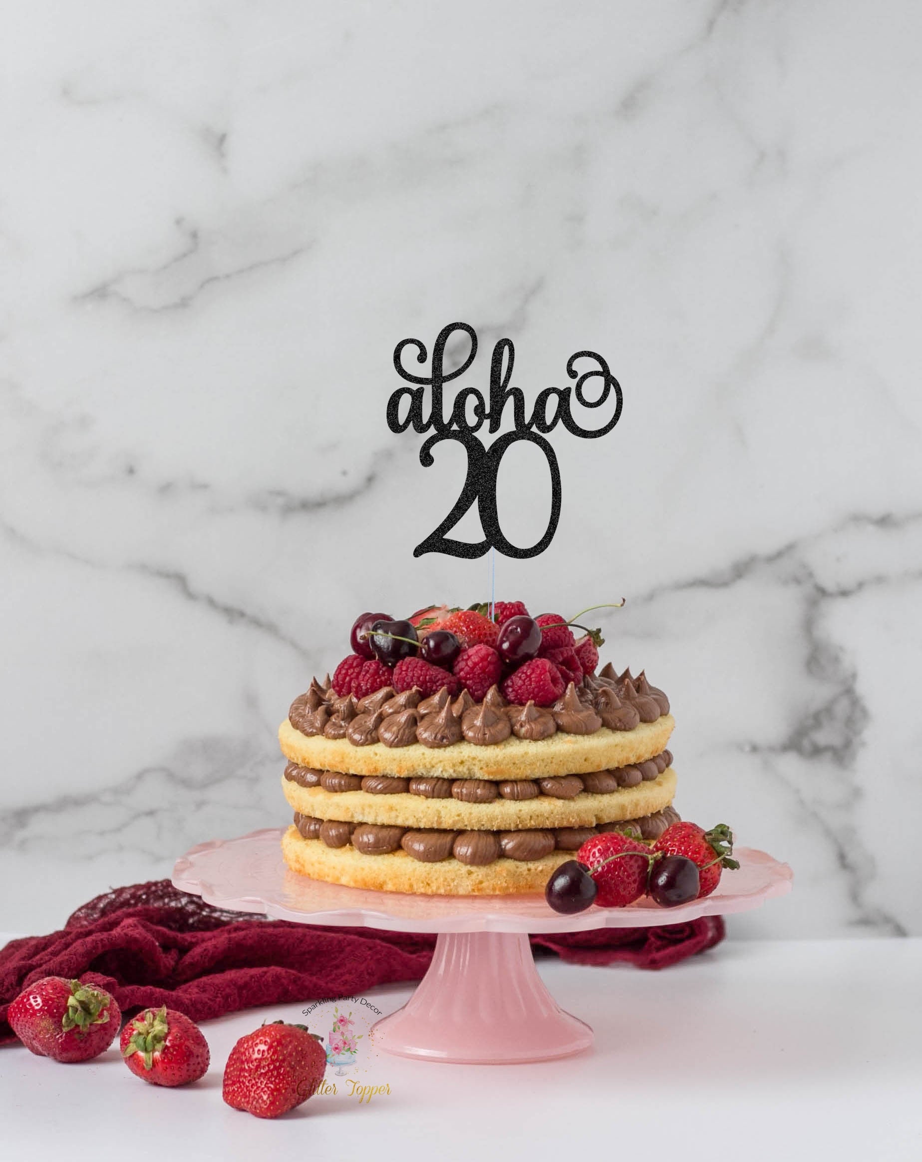 Aloha 20 Cake Topper Happy 20th Cake Topper Aloha Cake | Etsy