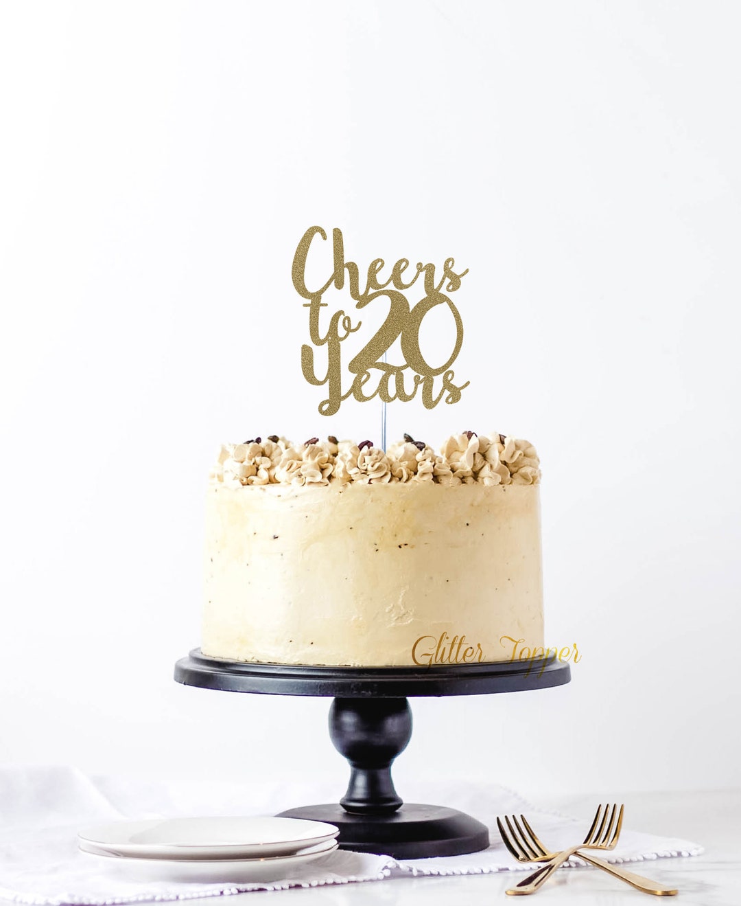 Cheers to 20 Years Cake Topper, 20 Years Loved, 20 Years Blessed, Happy ...