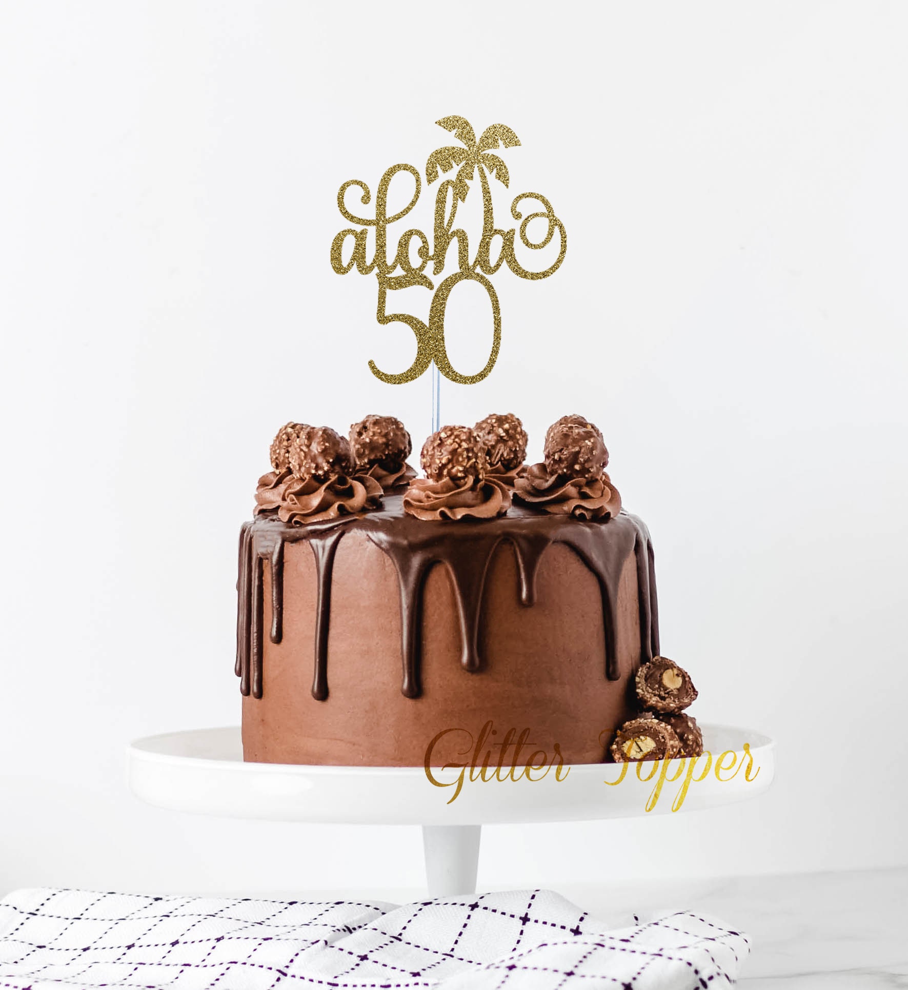 Aloha 50 Cake Topper, Happy 50th Cake Topper, Alohatopper, Luau Cake ...