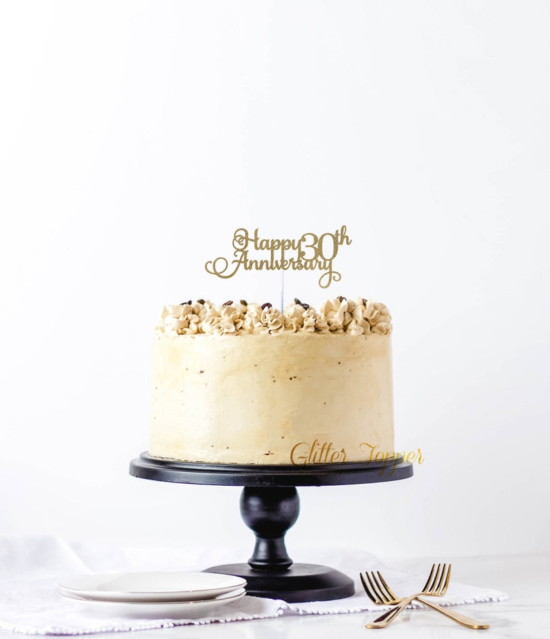 Happy 30th Anniversary Cake Topper Gold Silver Cake Topper | Etsy