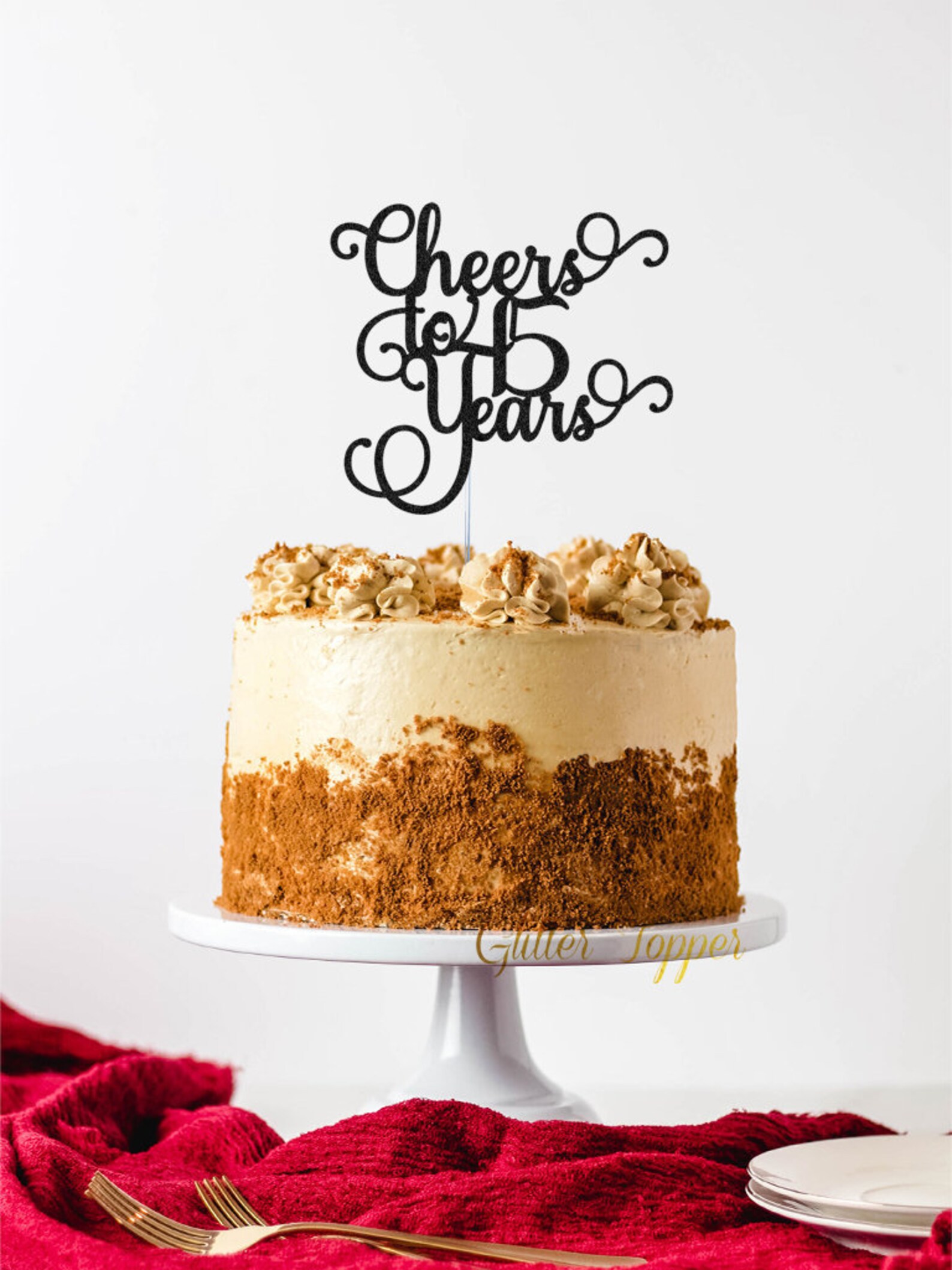 Cheers to 45 Years 45th Birthday Cake Topper Happy 45th Cake - Etsy