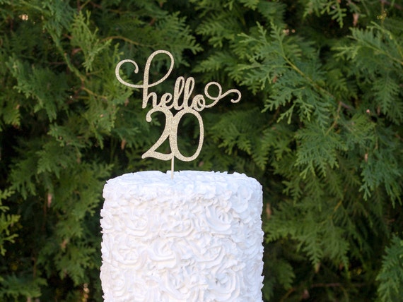 hello 20 cake topper happy 20th birthday cake topper happy | Etsy