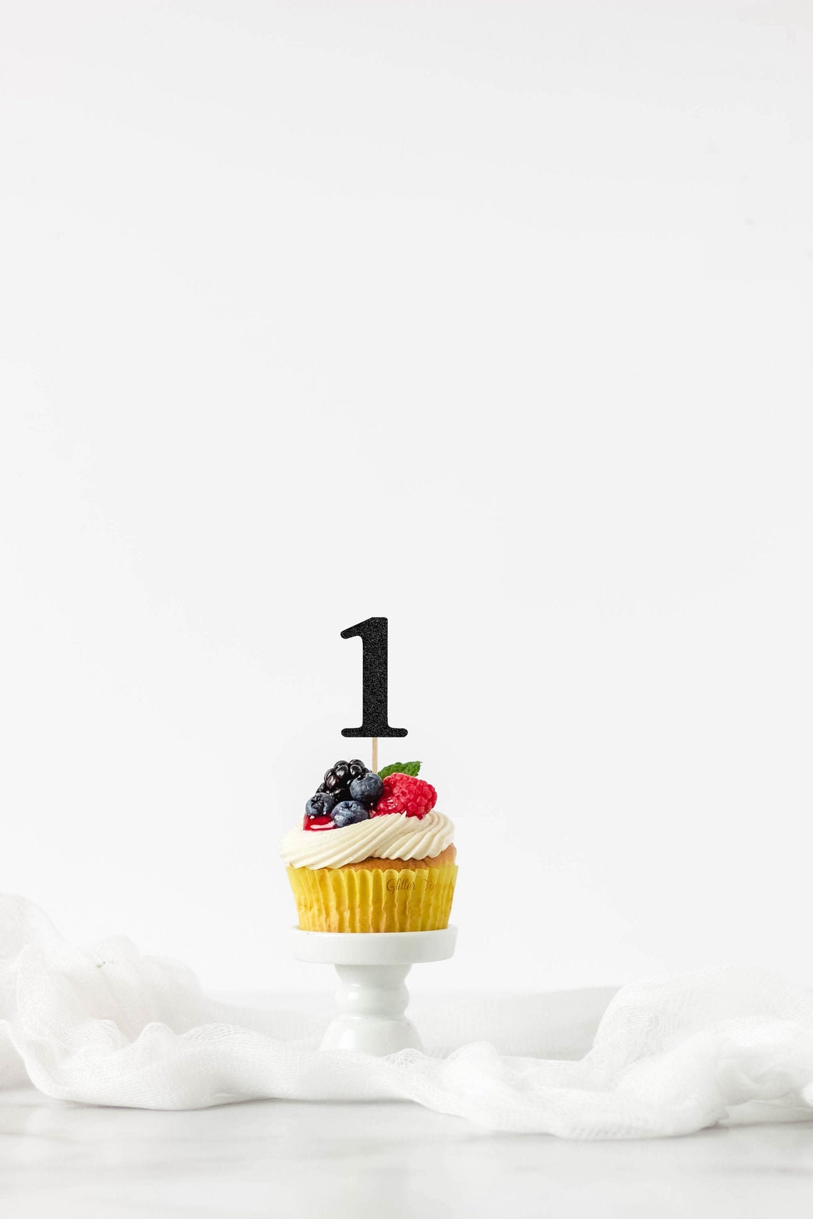 One Cupcake Topper Happy 1st Birthday Happy First Birthday | Etsy