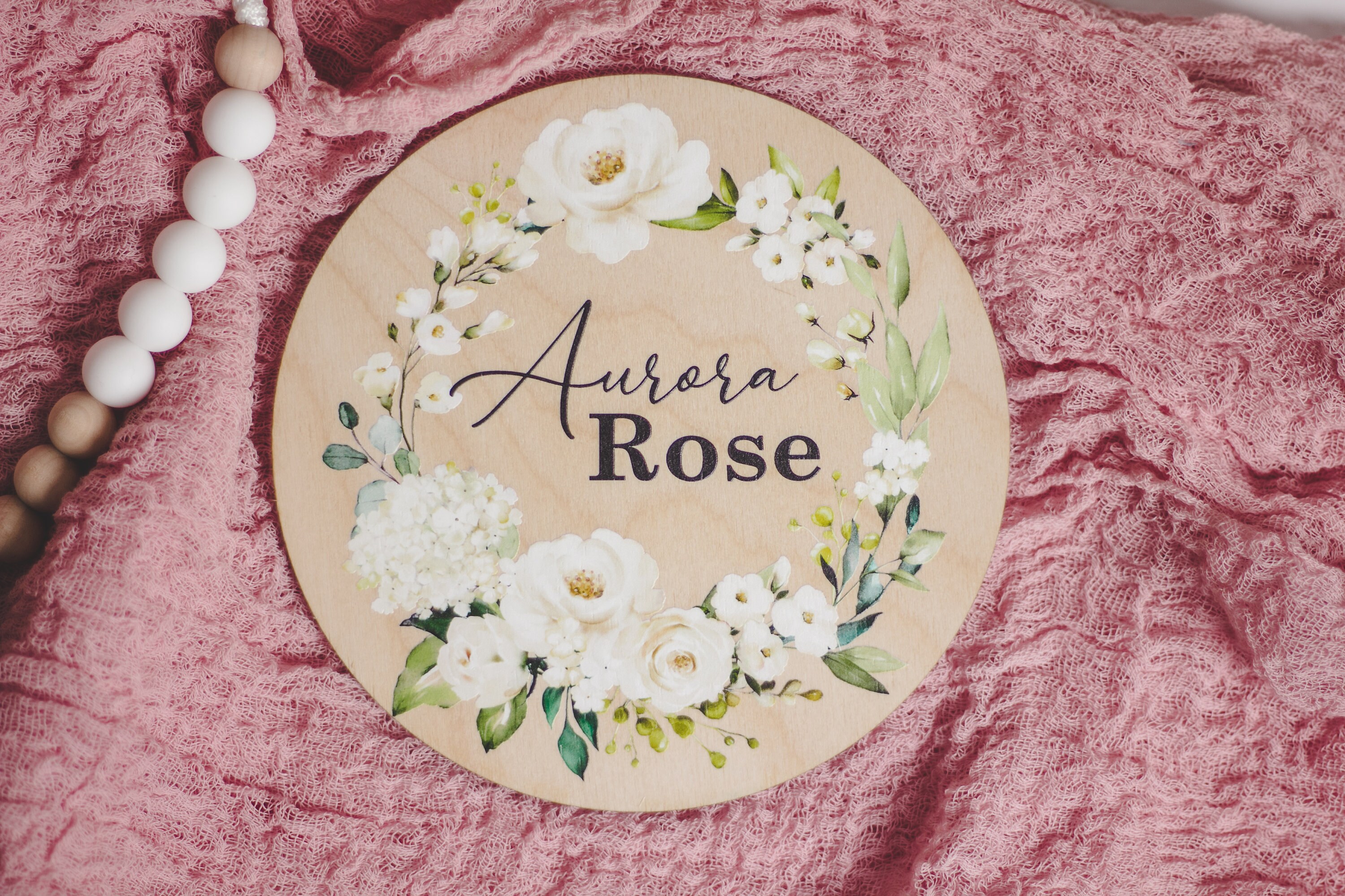 Wooden Baby Name Announcement Sign Floral Wooden Sign Small - Etsy