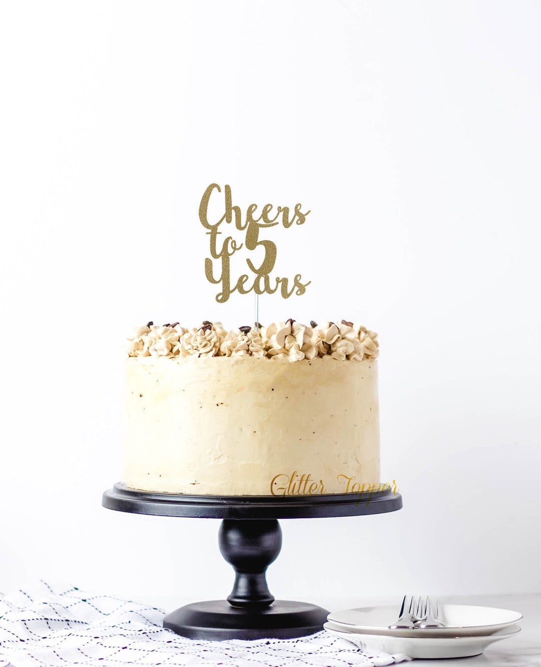 Cheers to 5 Years Cake Topper, 5 Years Loved, 5 Years Blessed, 5th ...