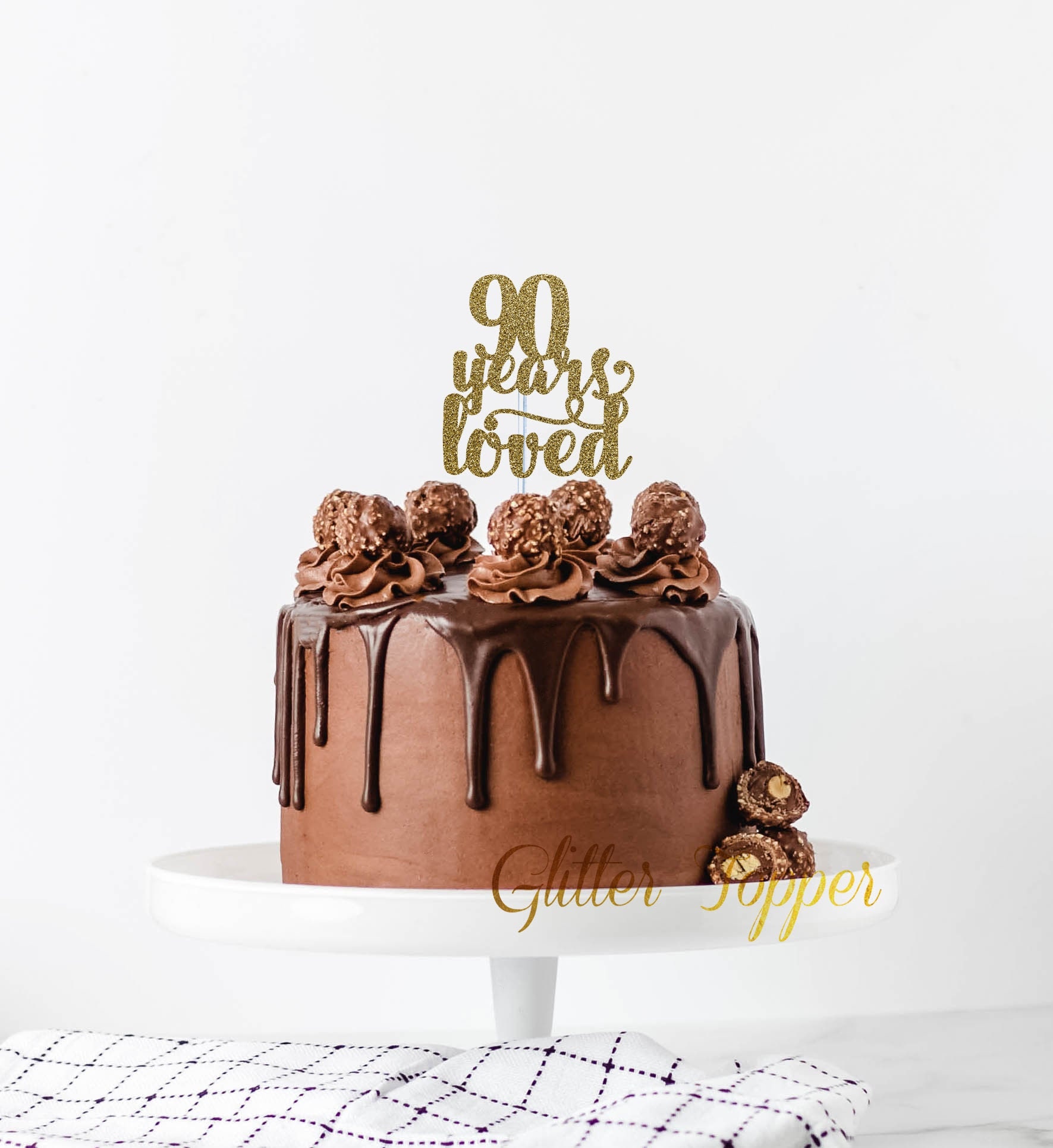 90 years loved Cake Topper 90 years loved 90th Birthday | Etsy