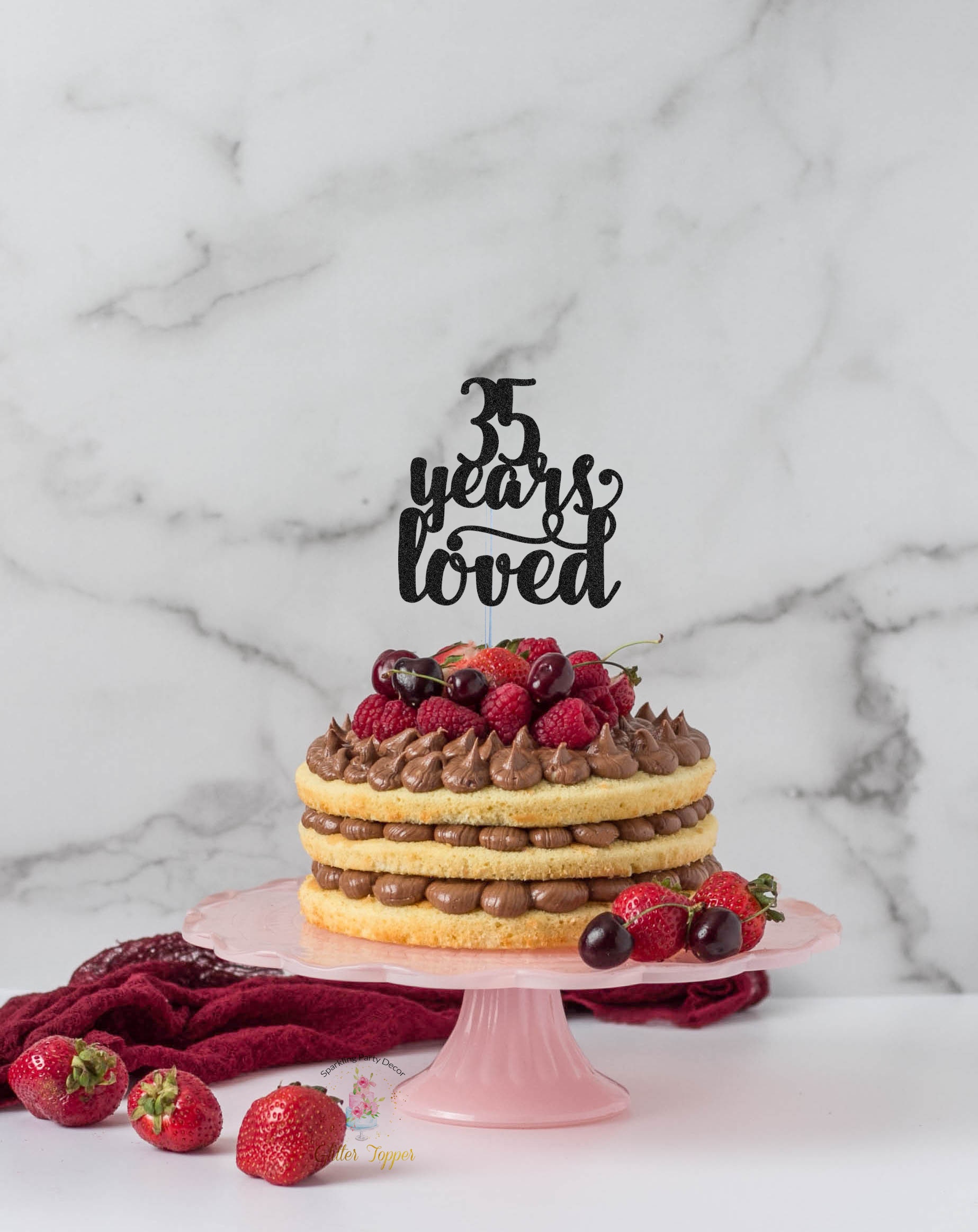 35 Years Loved 35th Birthday 35th Birthday 35 Cake Topper - Etsy