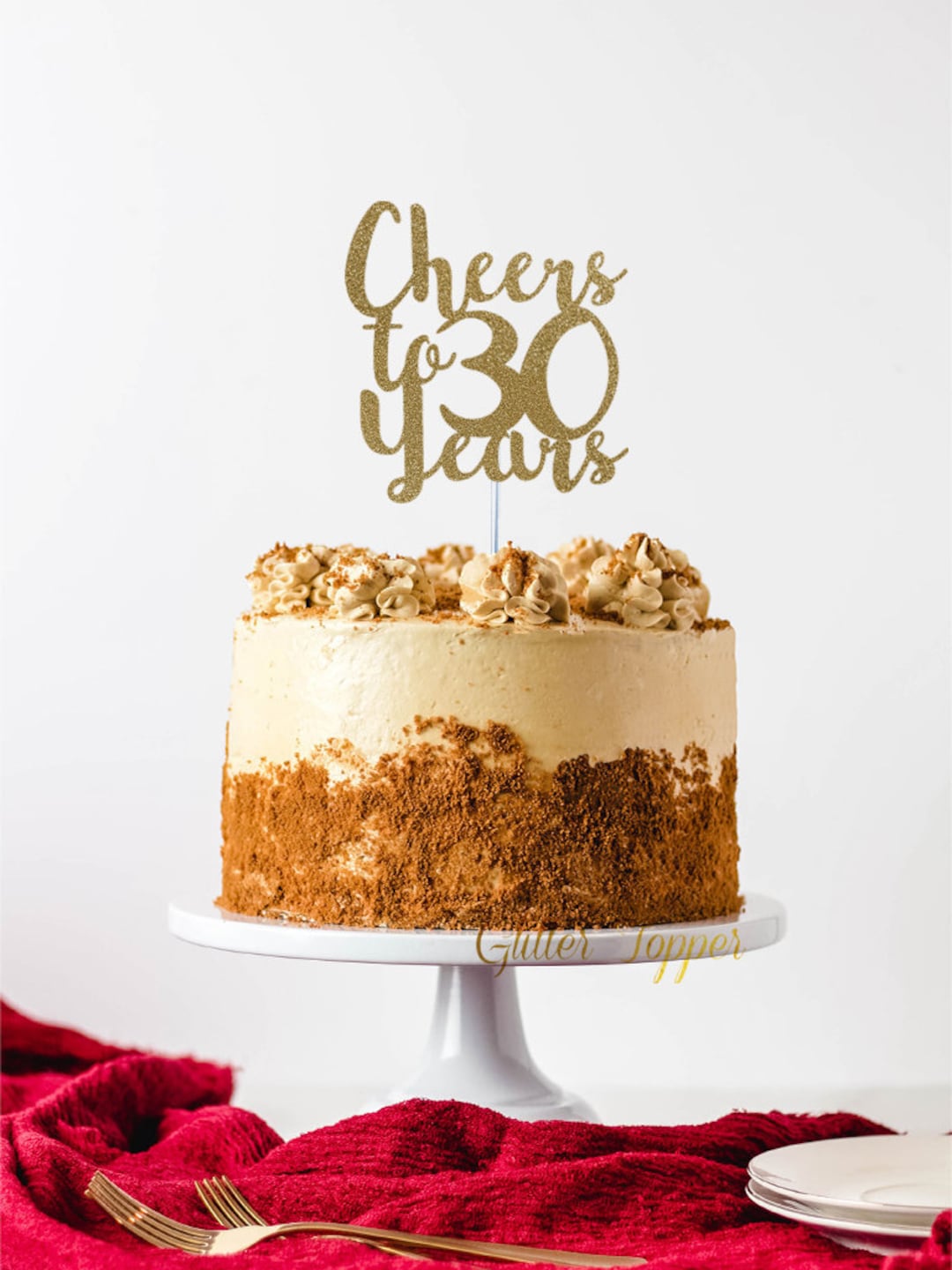 Cheers to 30 Years, 30th Birthday Cake Topper, Dirty 30 Cake Topper ...