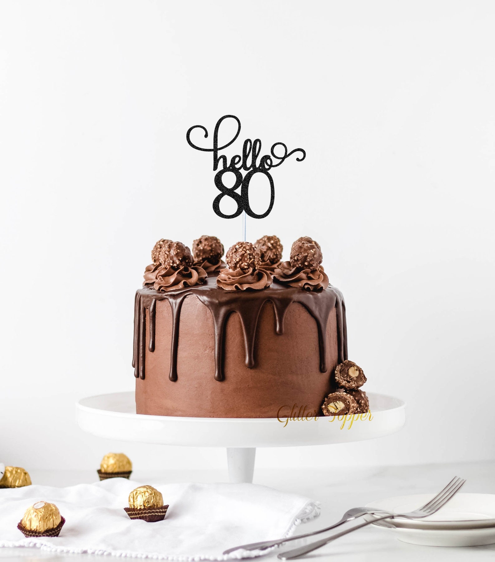 80th Birthday Cake Topper Happy 80th Cake Topper Hello 80 - Etsy