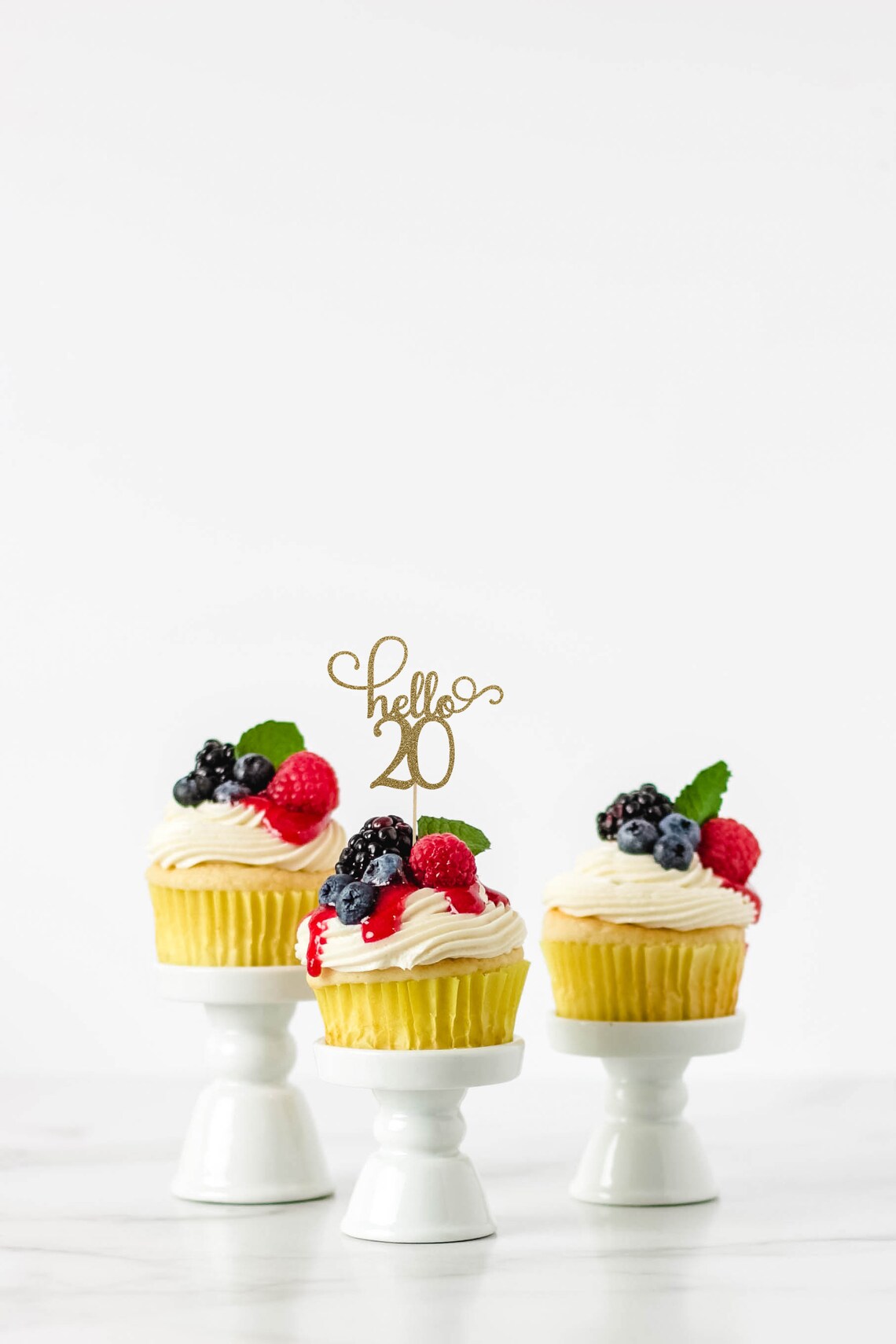 Hello 20 Cupcake Topper Happy 20th Cupcake Topper Happy - Etsy