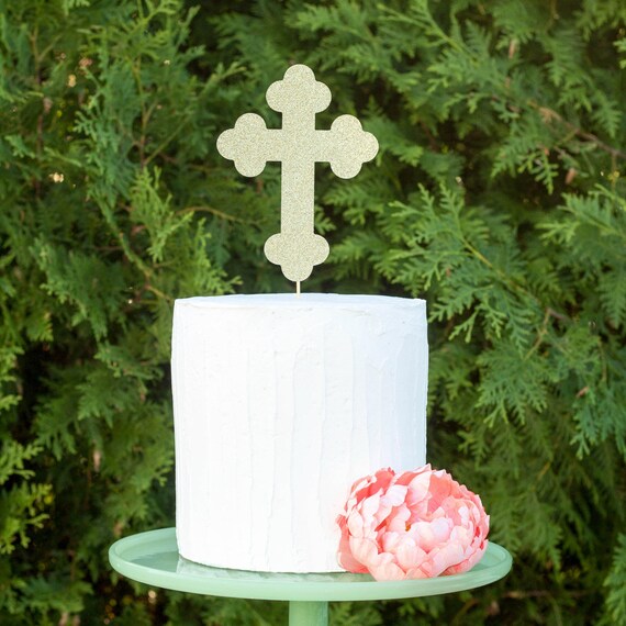 Cross Cake Topper Glitter Cross Cake Topper Baptism Cake | Etsy