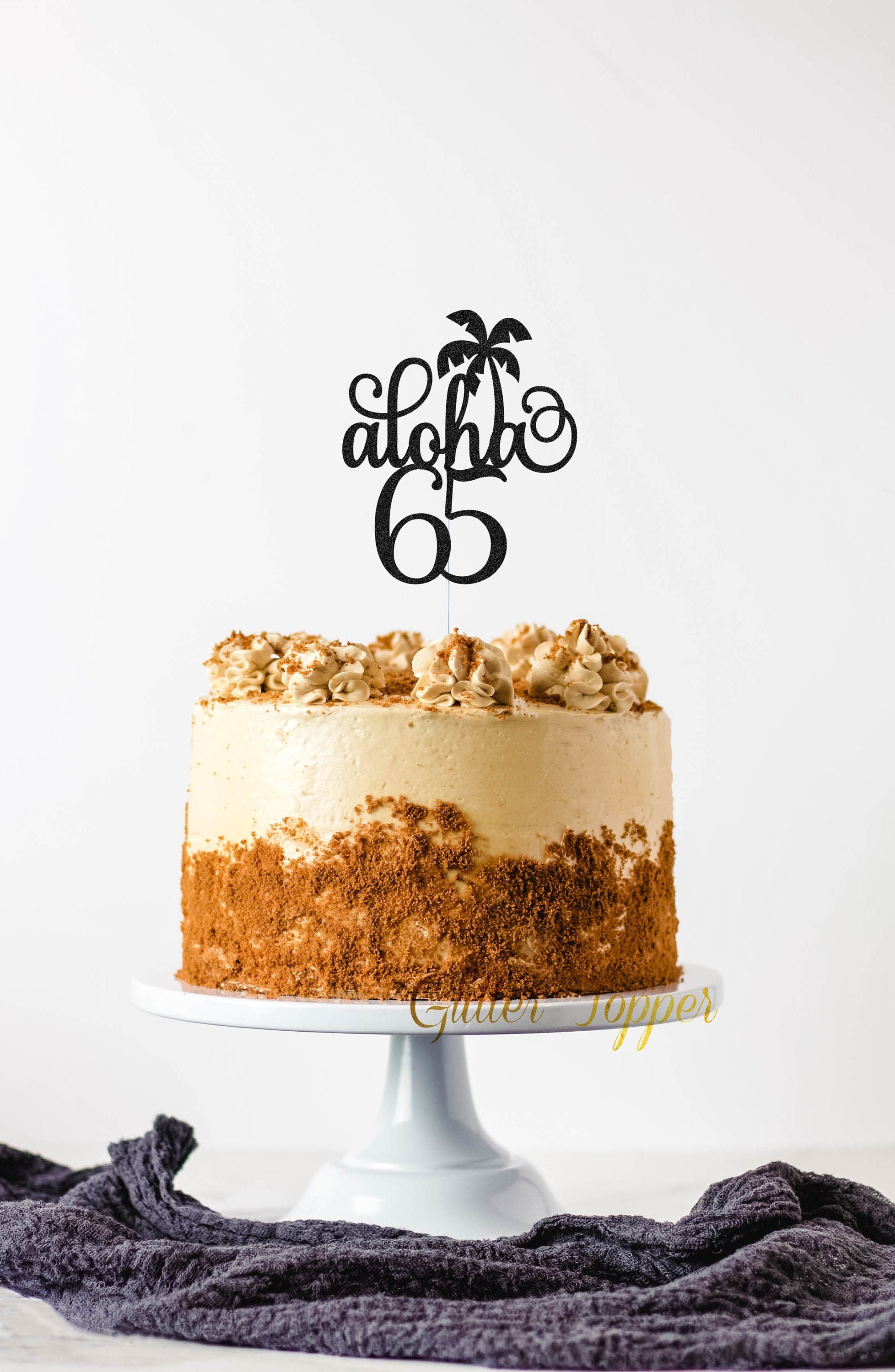 Aloha 65 Cake Topper, Happy 65th Cake Topper, Aloha Topper, Luau Cake ...