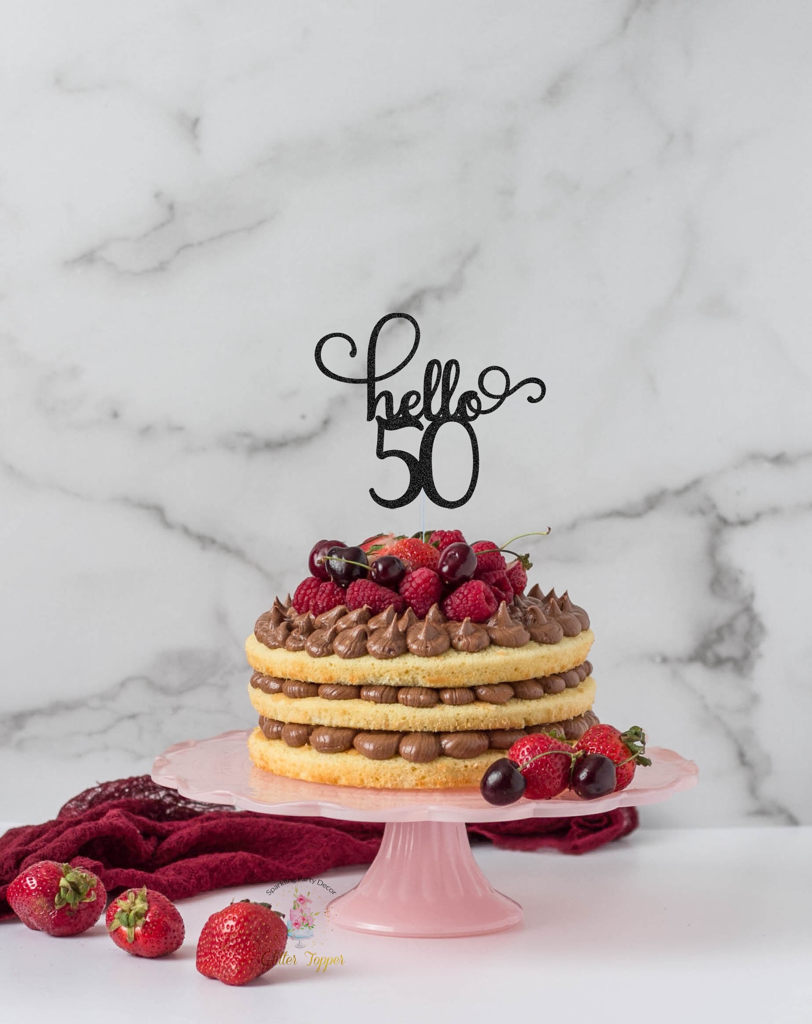 50th Birthday Cake Topper, Happy 50th Cake Topper, Hello 50, Cake ...
