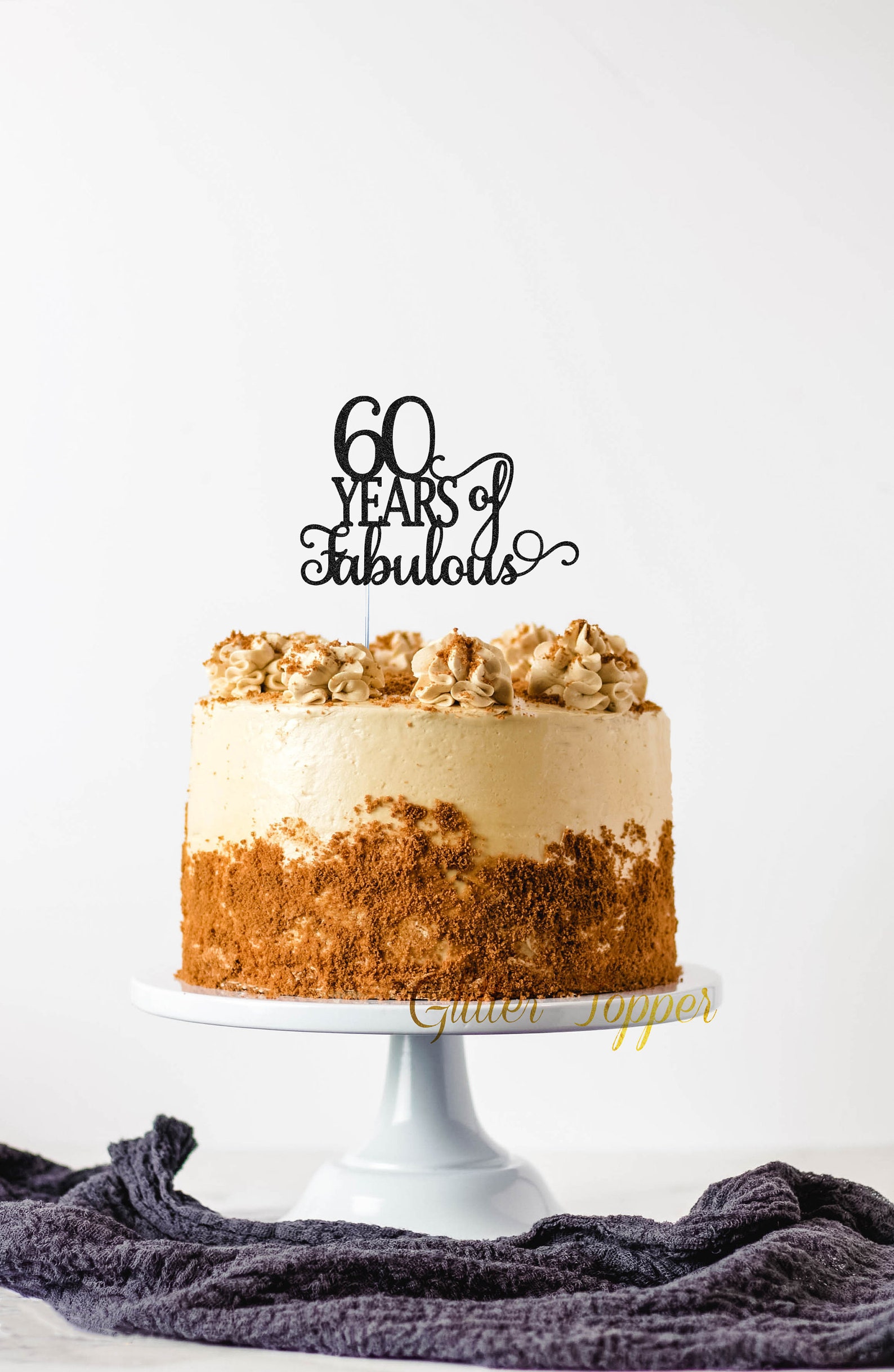 60 years of fabulous cake topper 60th birthday cake topper | Etsy