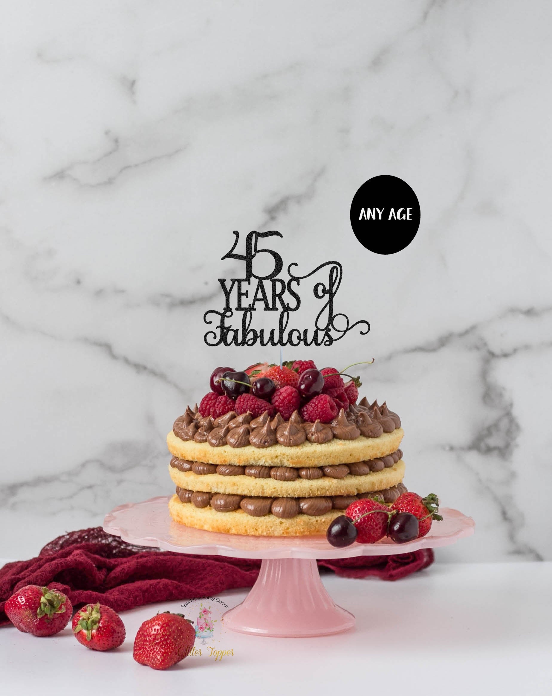 45 Years of Fabulous, 45th Birthday Cake Topper,happy 45th Cake Topper ...