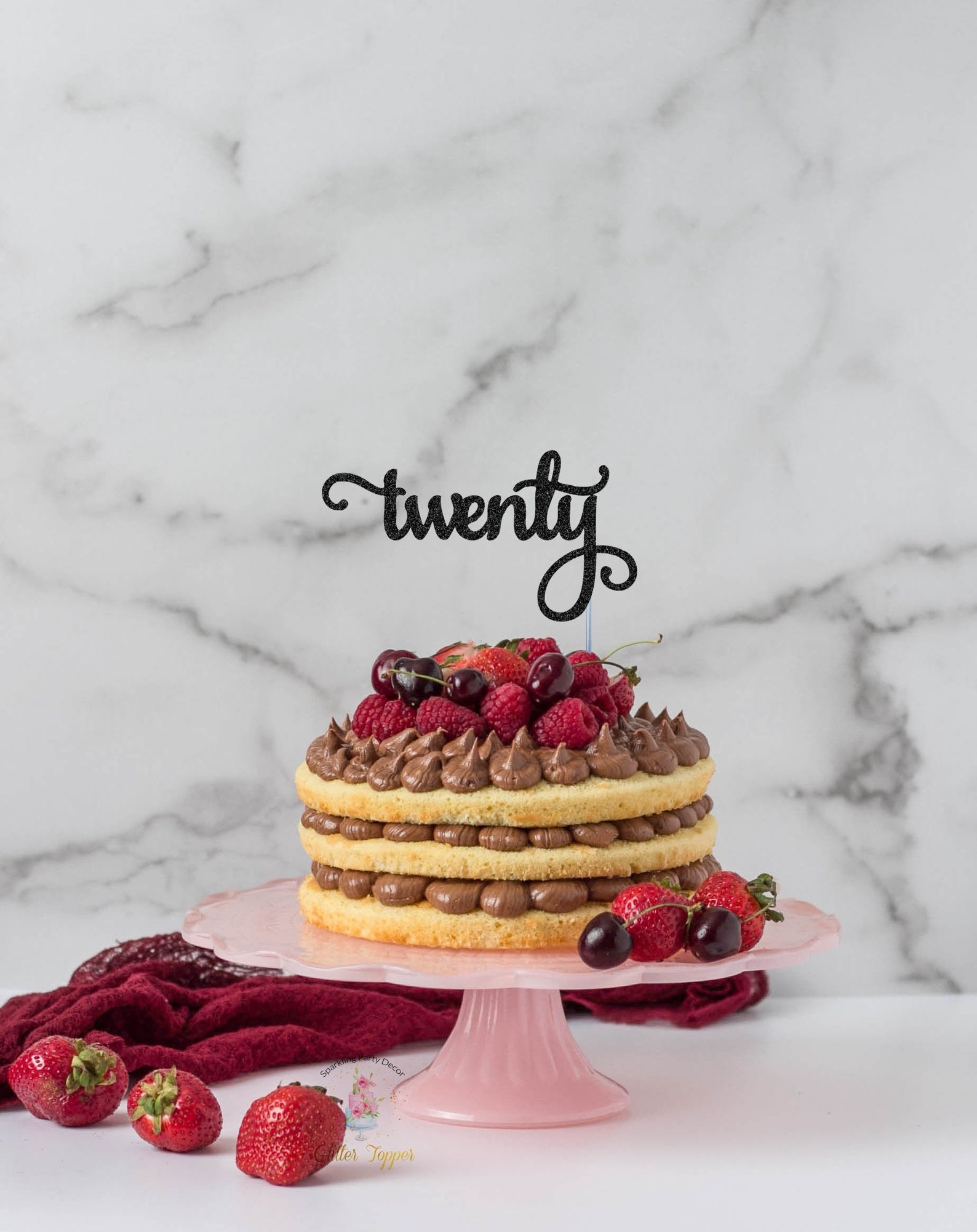 Twenty Cake Topper 20 Birthday Decorations Birthday Cake | Etsy