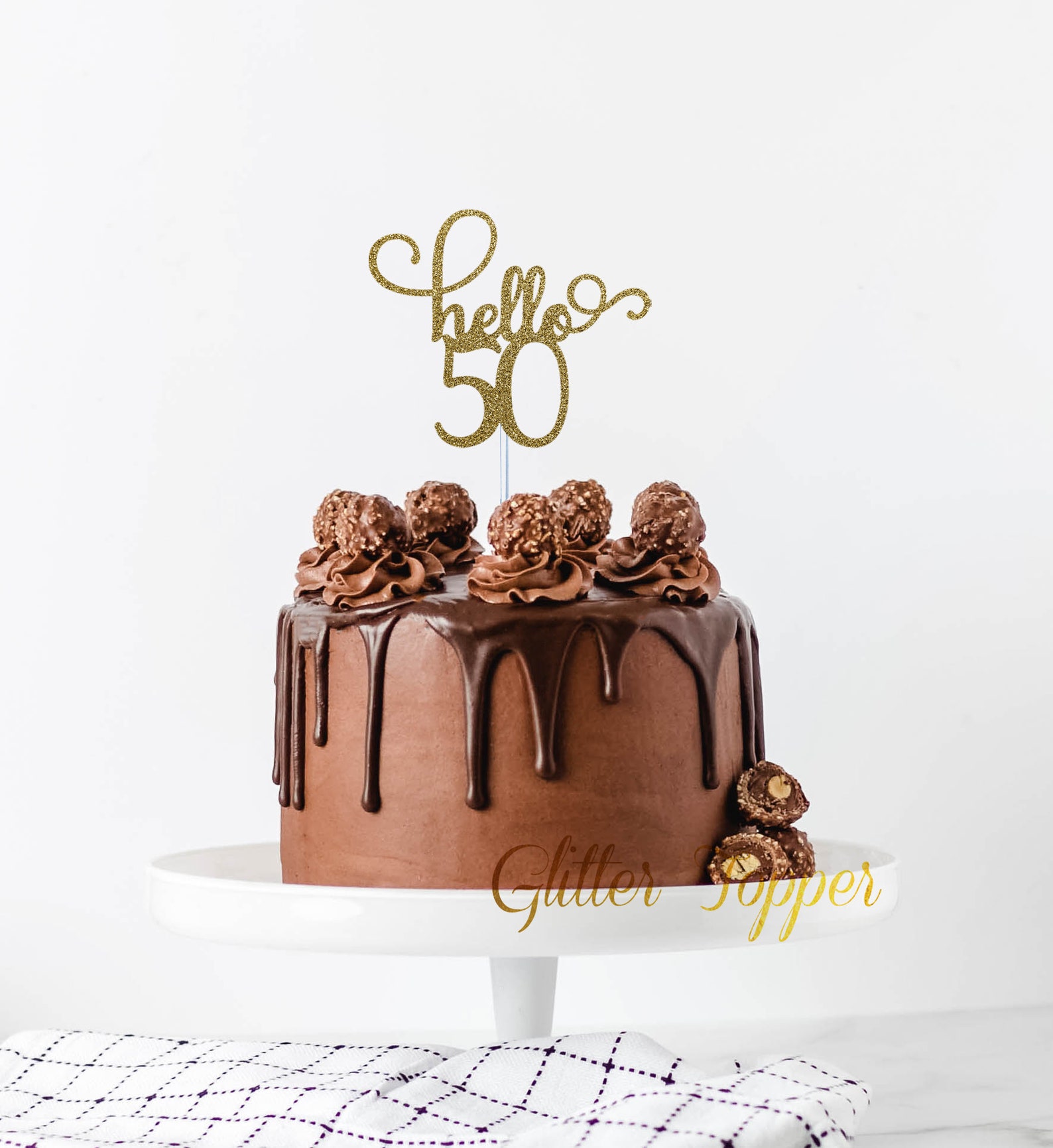 50th Birthday Cake Topper, Happy 50th Cake Topper, Hello 50, Cake ...