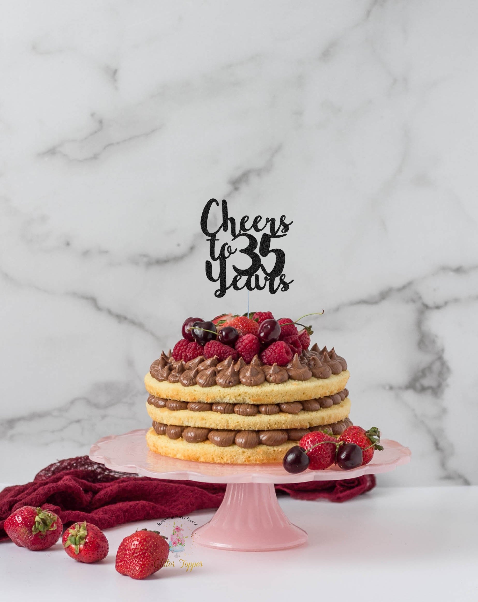 Cheers to 35 Years Cake Topper 35 Years Loved Cake Topper | Etsy