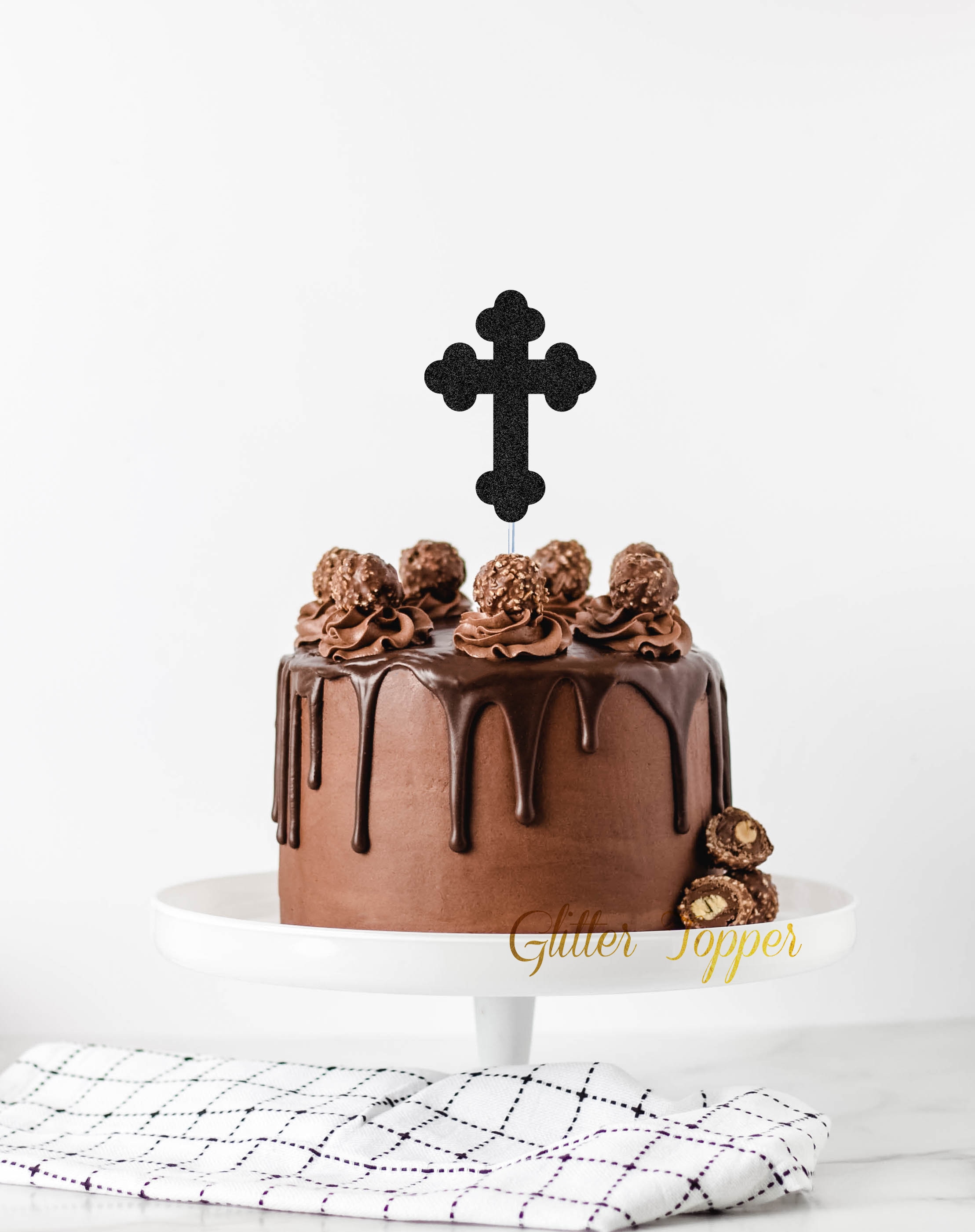 Cross Cake Topper Glitter Cross Cake Topper Baptism Cake - Etsy