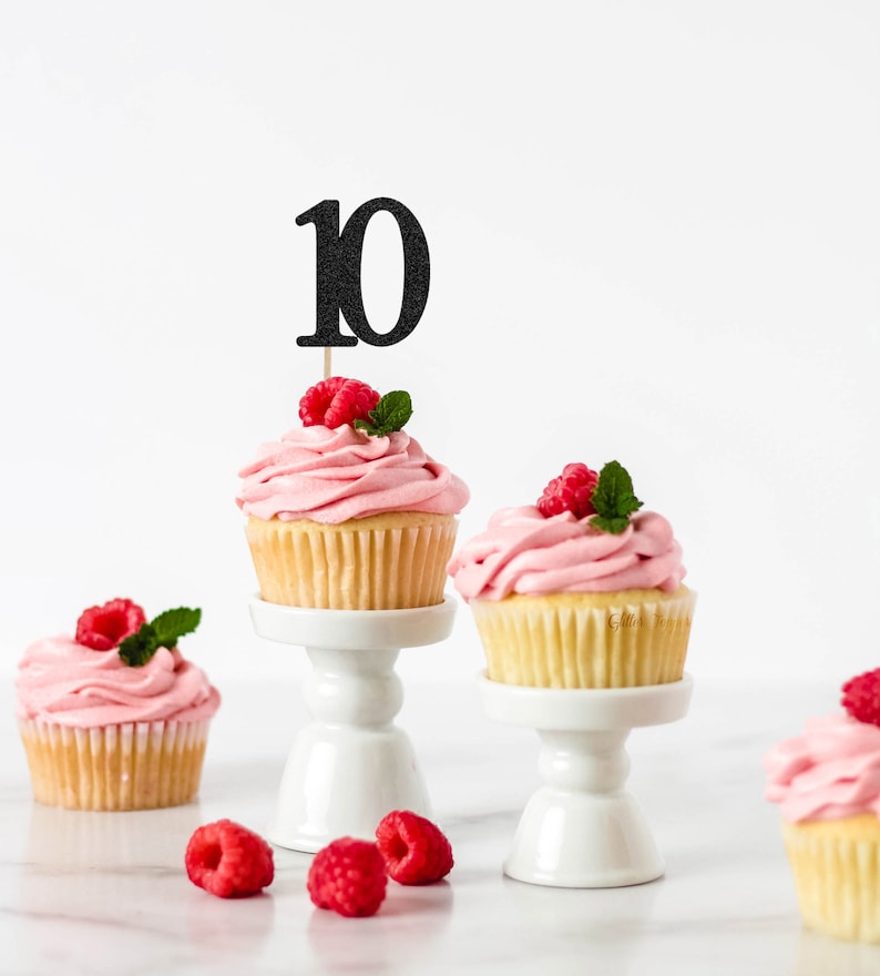 10 Cupcake Topper 10th Birthday Cupcake Topper Happy | Etsy