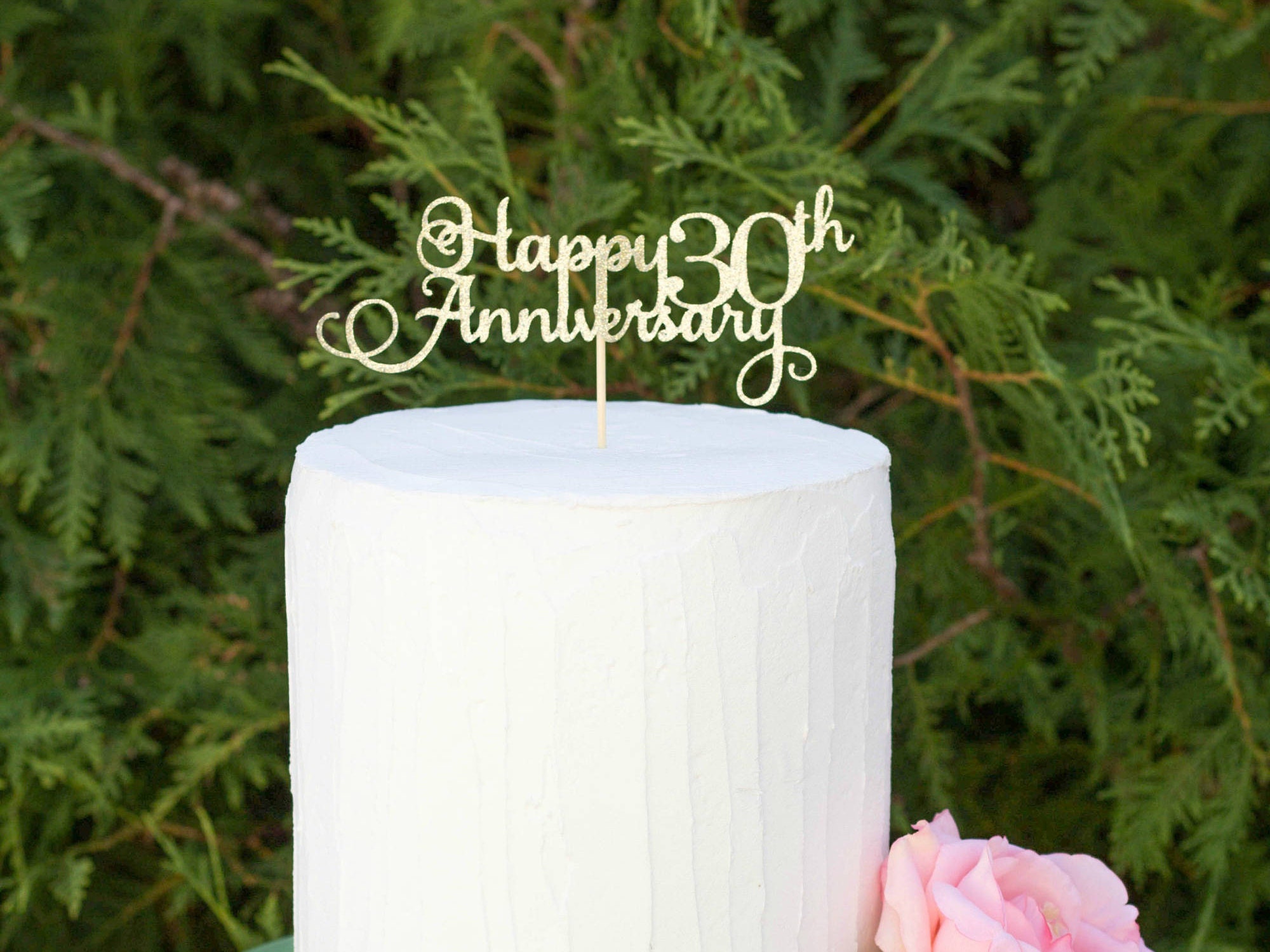 Happy 30th Anniversary Cake Topper Gold Silver Cake Topper | Etsy