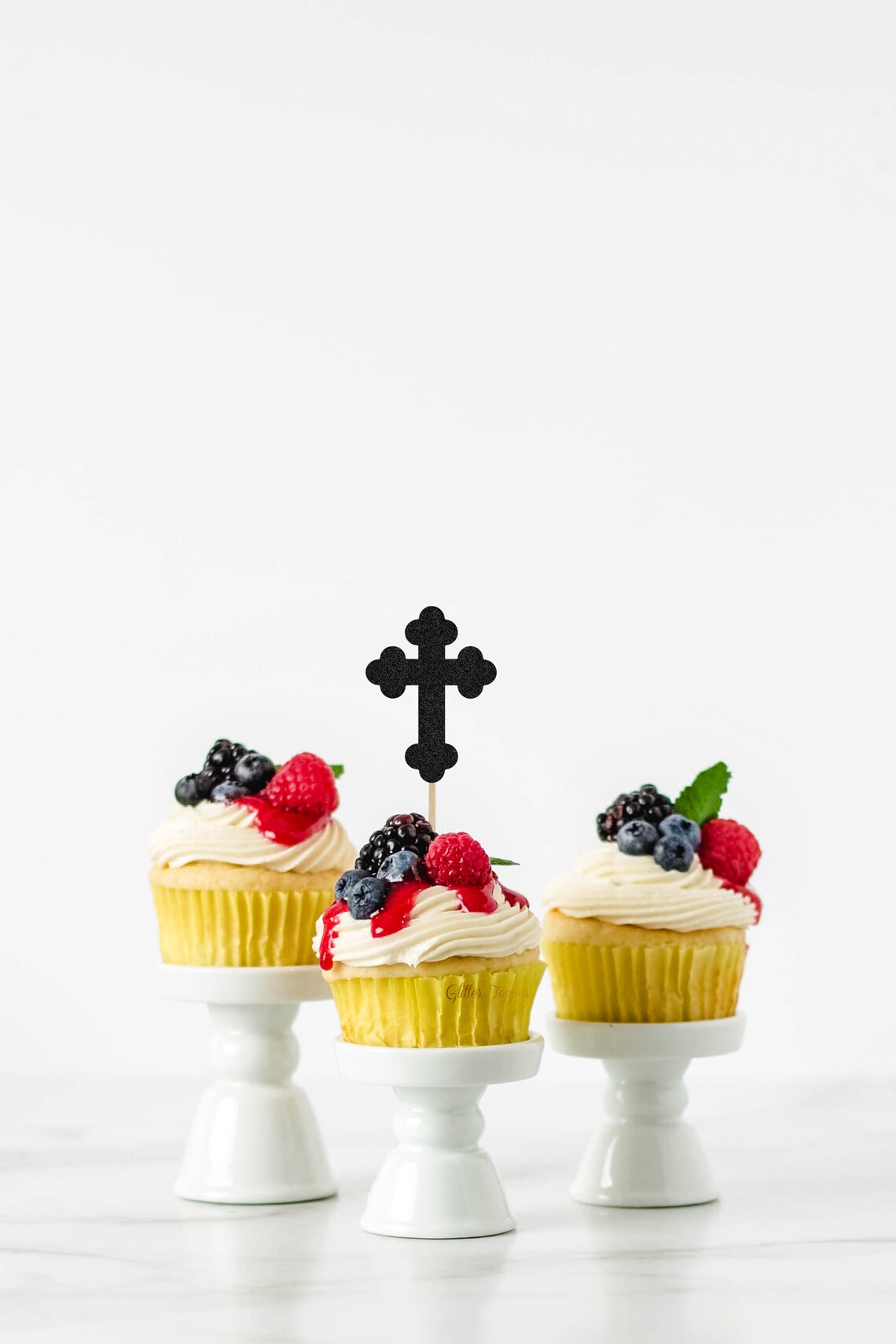 Cross Cupcake Topper Baptism Cupcake Topperchristening - Etsy