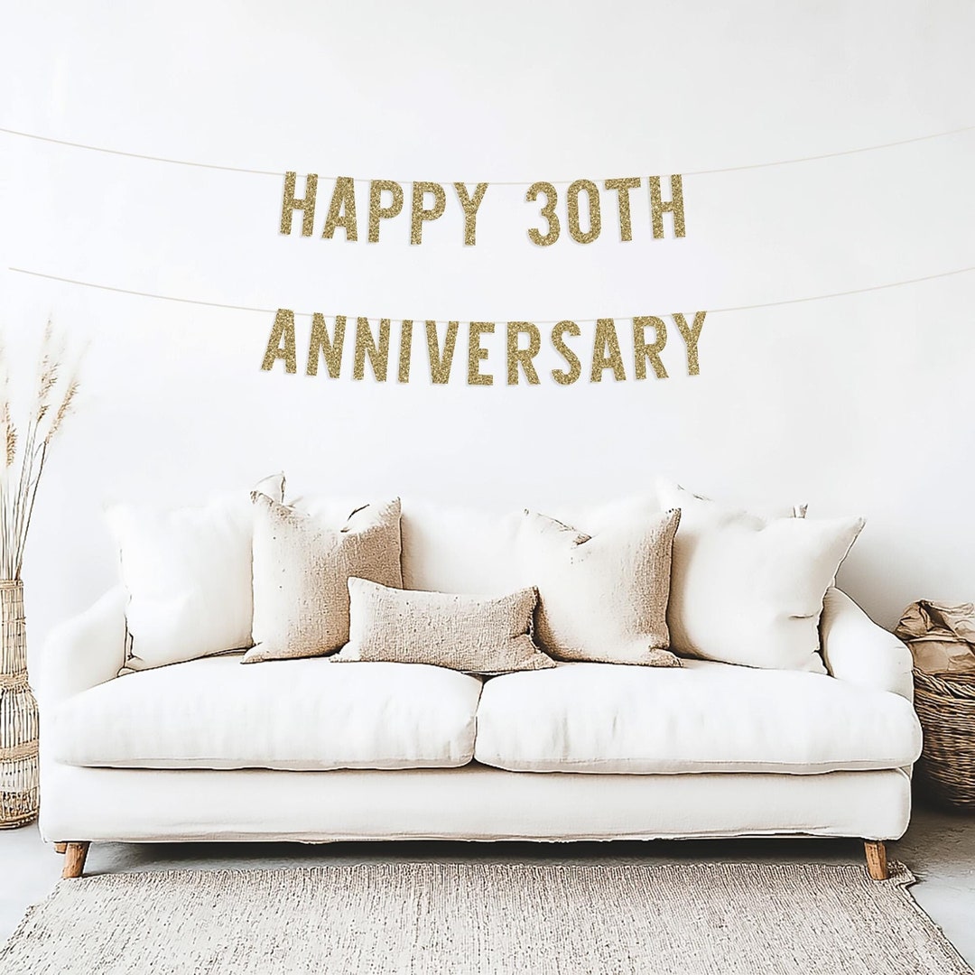 Happy 30th Anniversary Banner, Party Decorations, Thirty Years Together ...