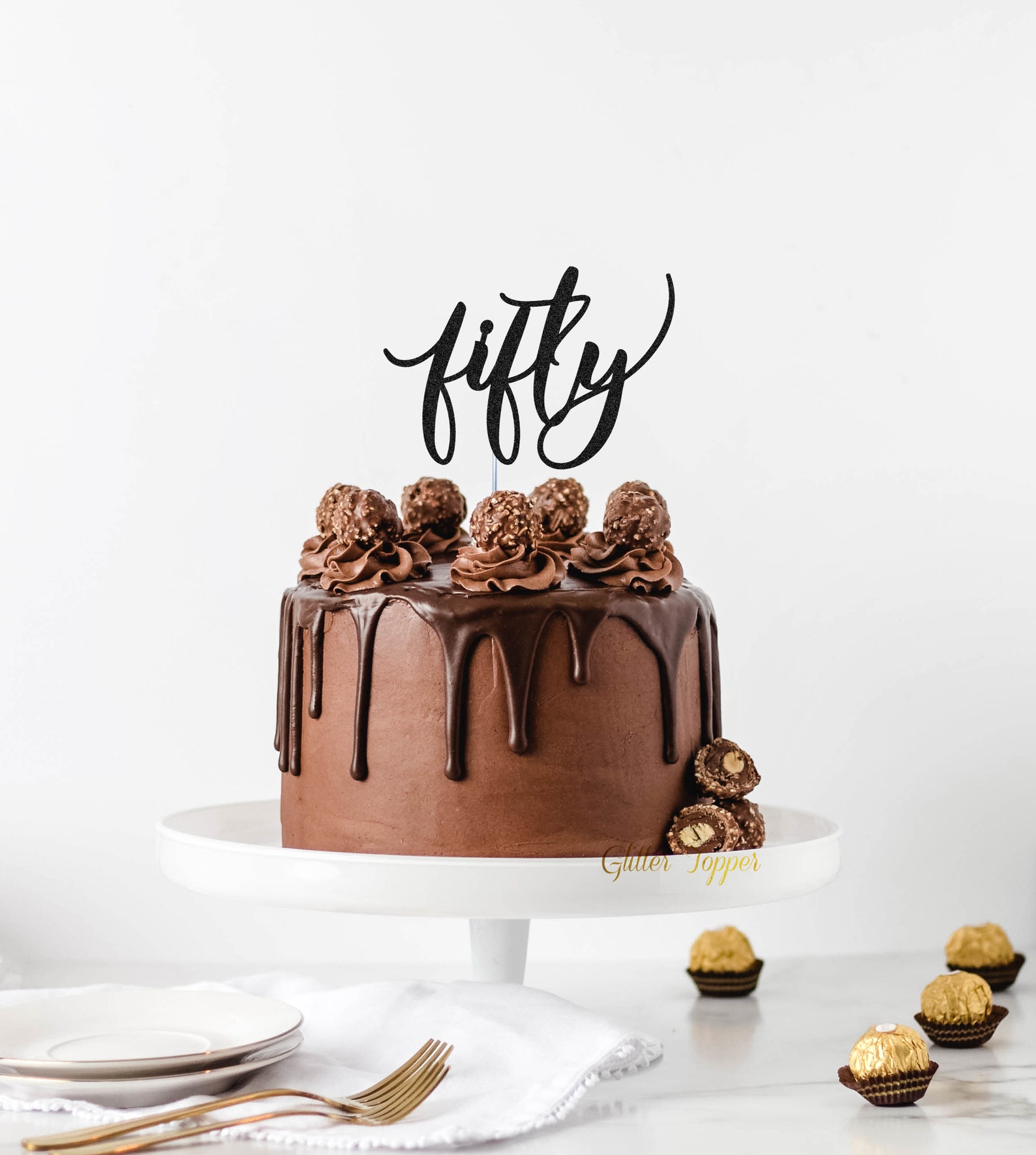 50th birthday cake topper fifty cake topper 50th anniversary | Etsy