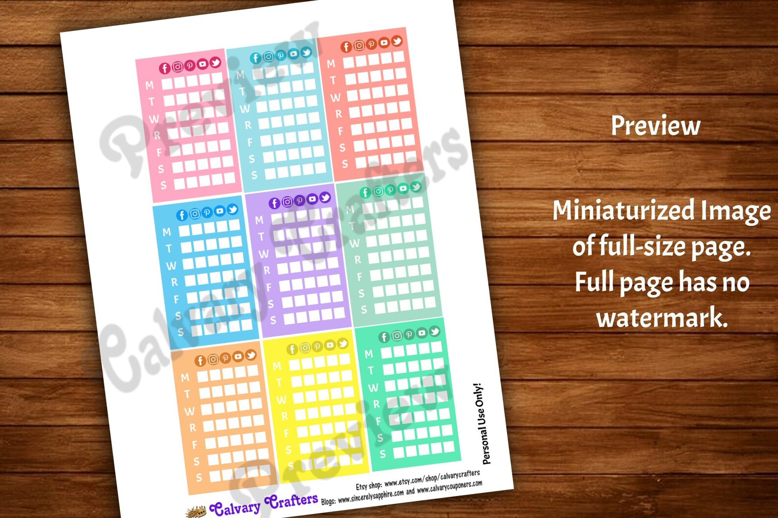Social Media Weekly Share Checkoff List, PRINTABLE Planner Stickers ...