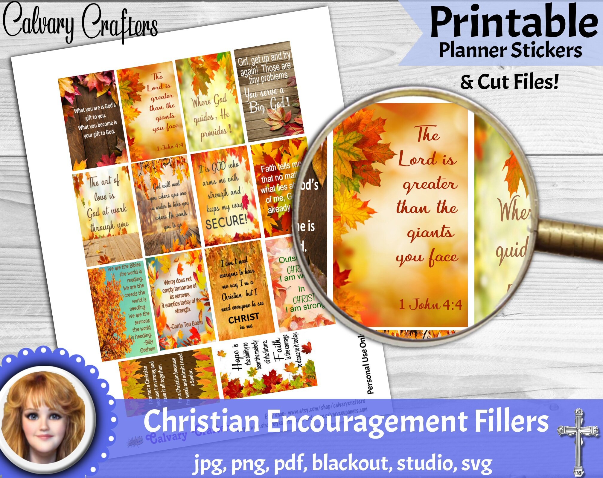 CHRISTIAN Inspiration PRINTABLE Planner Stickers, CUT Files, Classic ...