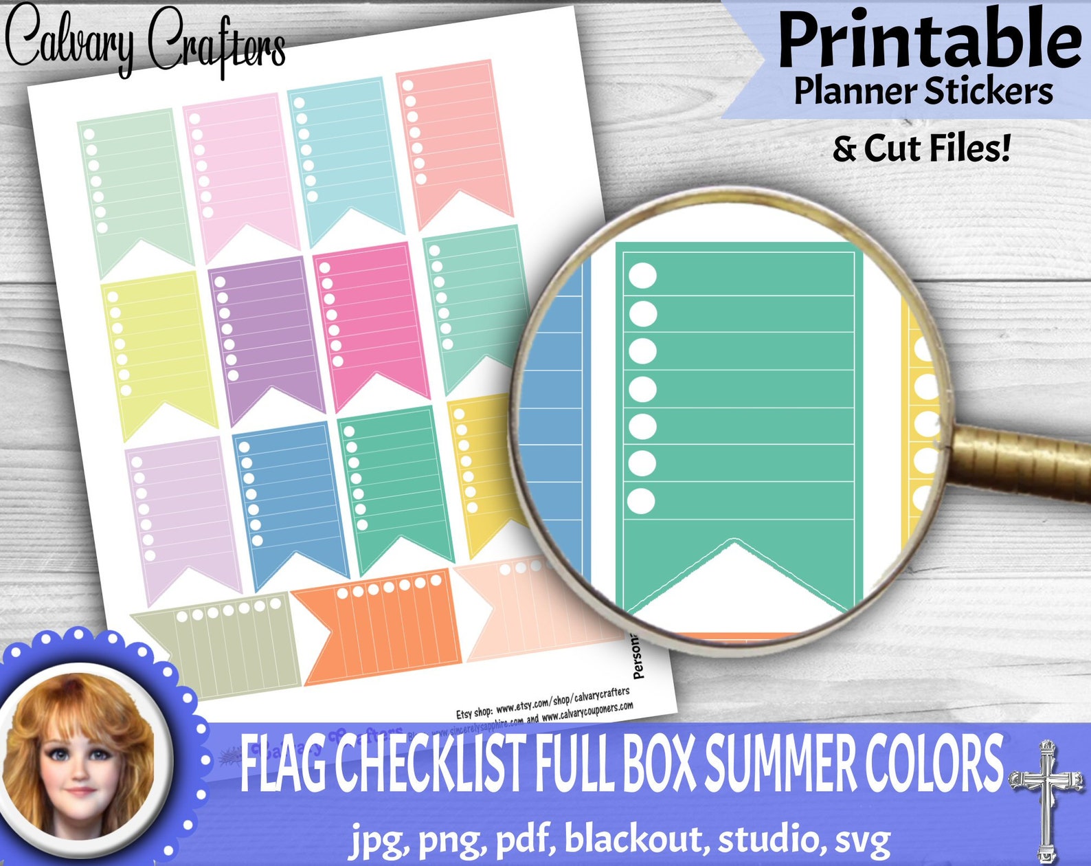 Flag CHECKLIST Full Box, PRINTABLE Planner Stickers, CUT Files, Summer ...