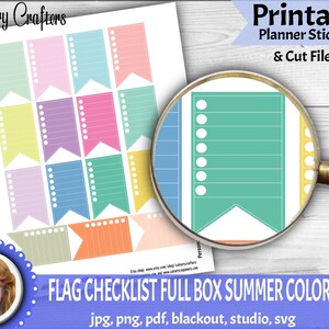 Flag CHECKLIST Full Box PRINTABLE Planner Stickers CUT - Etsy