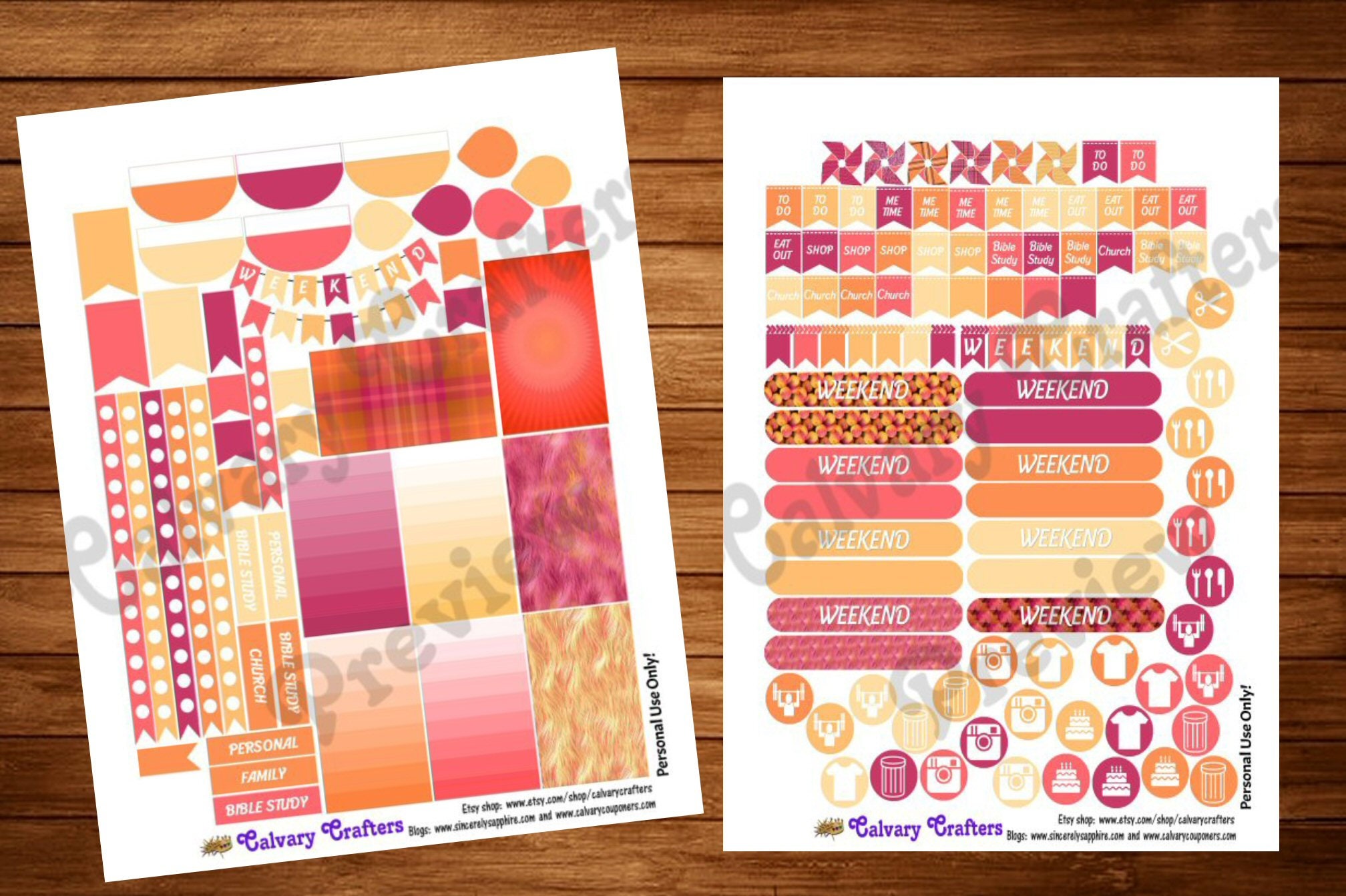 FUNCTIONAL Planner Stickers PRINTABLE CUT Files Classic | Etsy