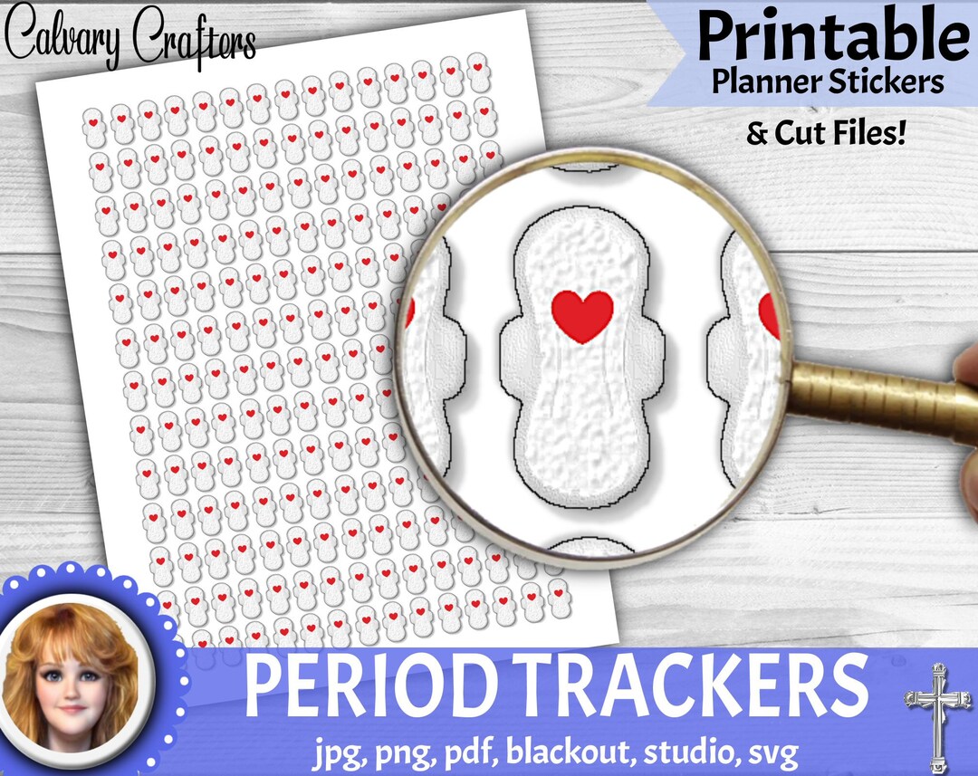 Period Tracker PRINTABLE Planner Stickers, CUT Files, Period Reminder ...