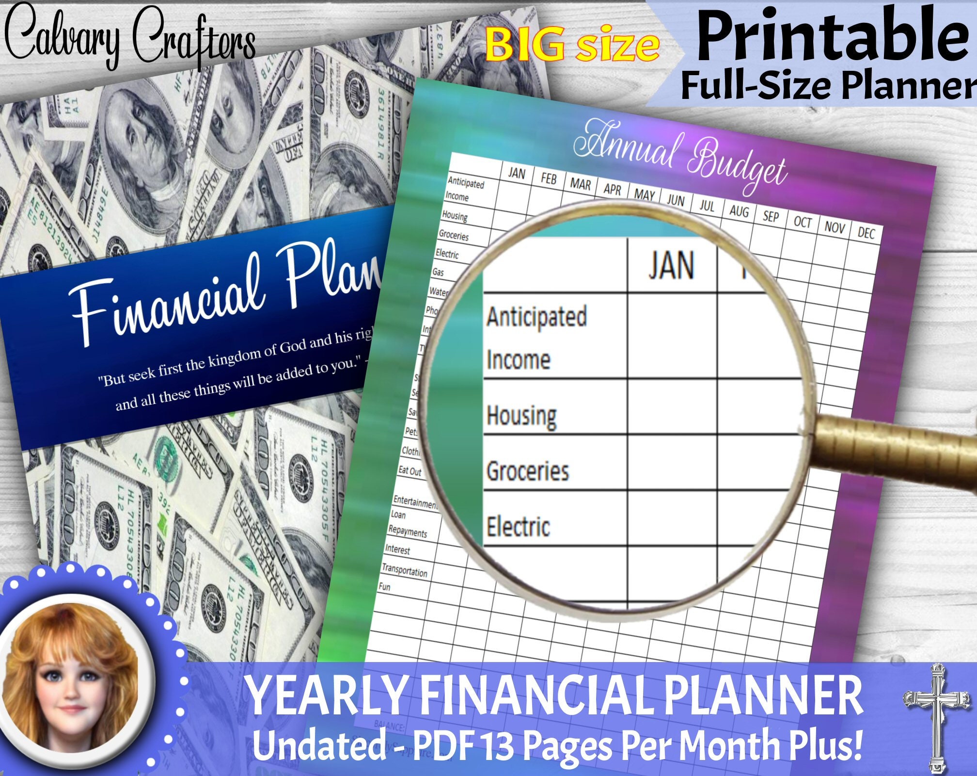 Financial Planner, UNDATED Tracker, PRINTABLE, Yearly FINANCES Money ...