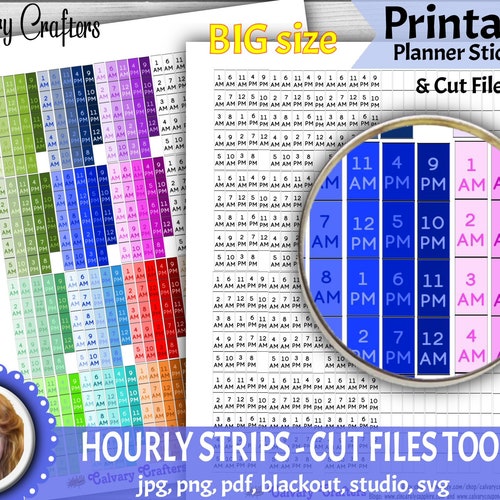 24-hour & AM / PM Format Hourly Strips Block Printable Planner - Etsy