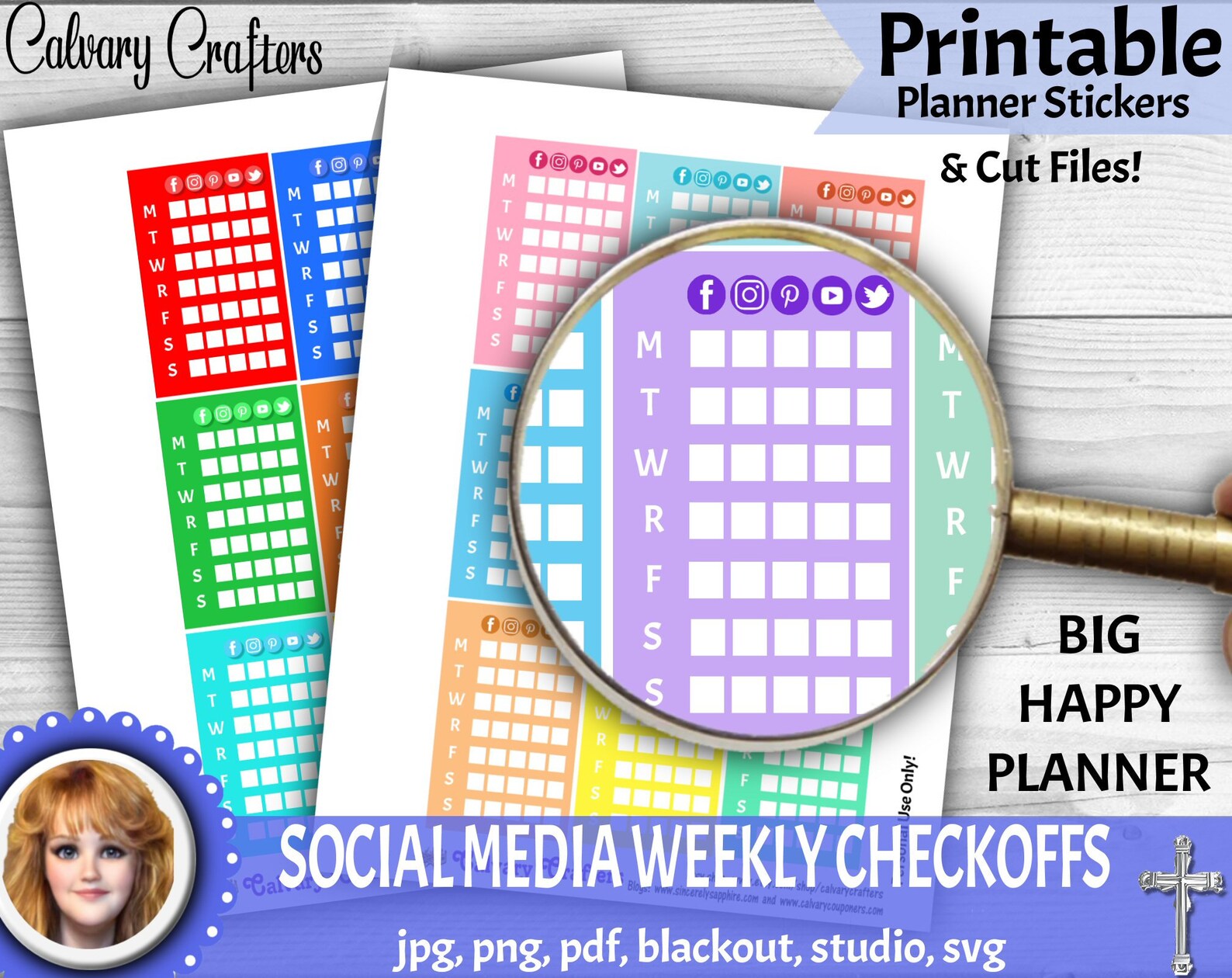Social Media Weekly Share Checkoff List, PRINTABLE Planner Stickers ...