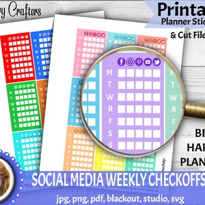 Social Media Weekly Share Checkoff List, PRINTABLE Planner Stickers ...