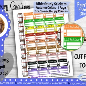 BIBLE Study Planner Stickers, PRINTABLE, CUT Files, Autumn, Classic ...