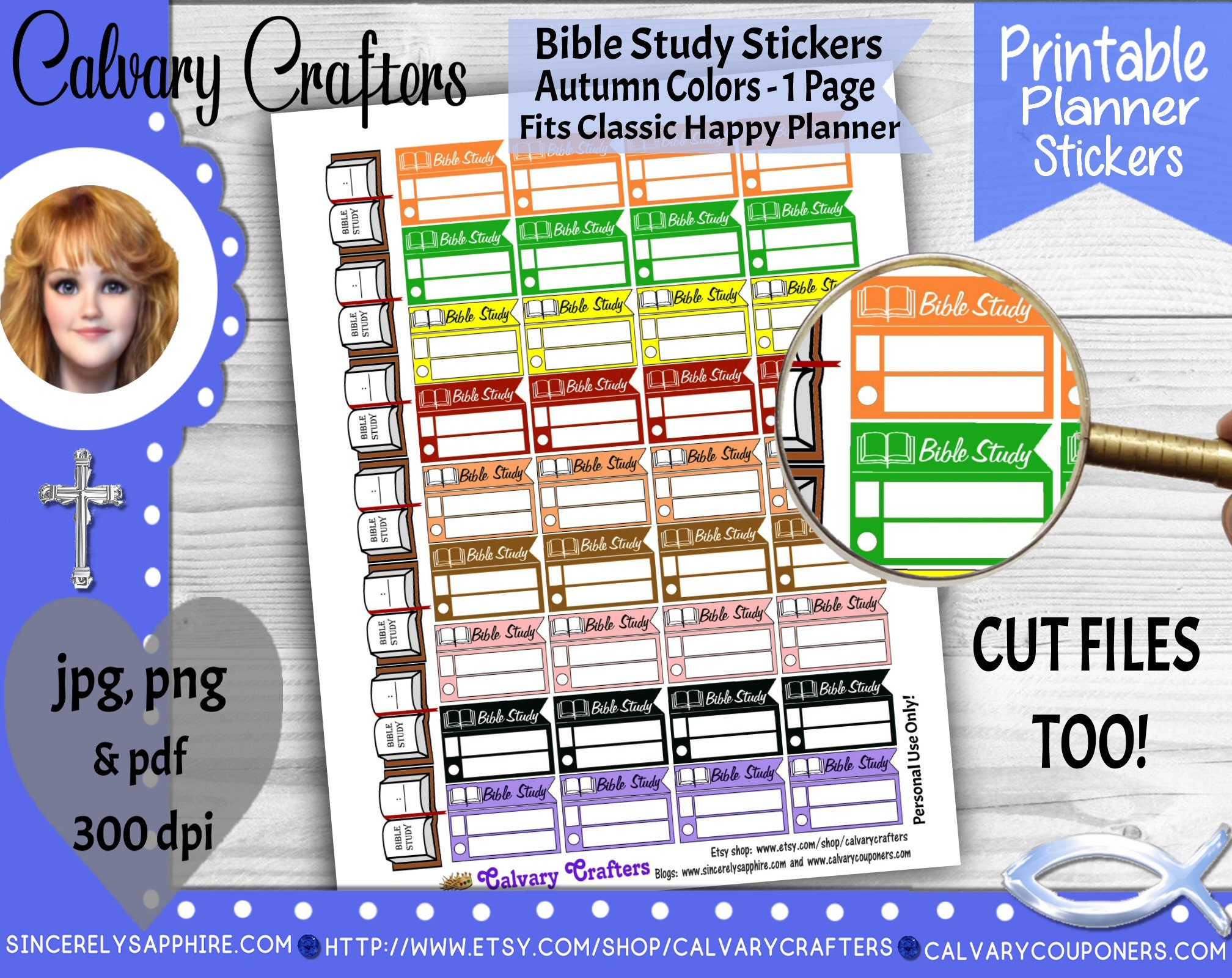 BIBLE Study Planner Stickers, PRINTABLE, CUT Files, Autumn, Classic ...