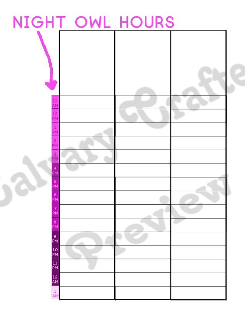 Hourly Strips PRINTABLE Planner Stickers CUT Files BIG - Etsy