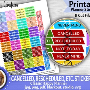 Cancelled Rescheduled Not Today Never Mind, PRINTABLE Planner Stickers ...