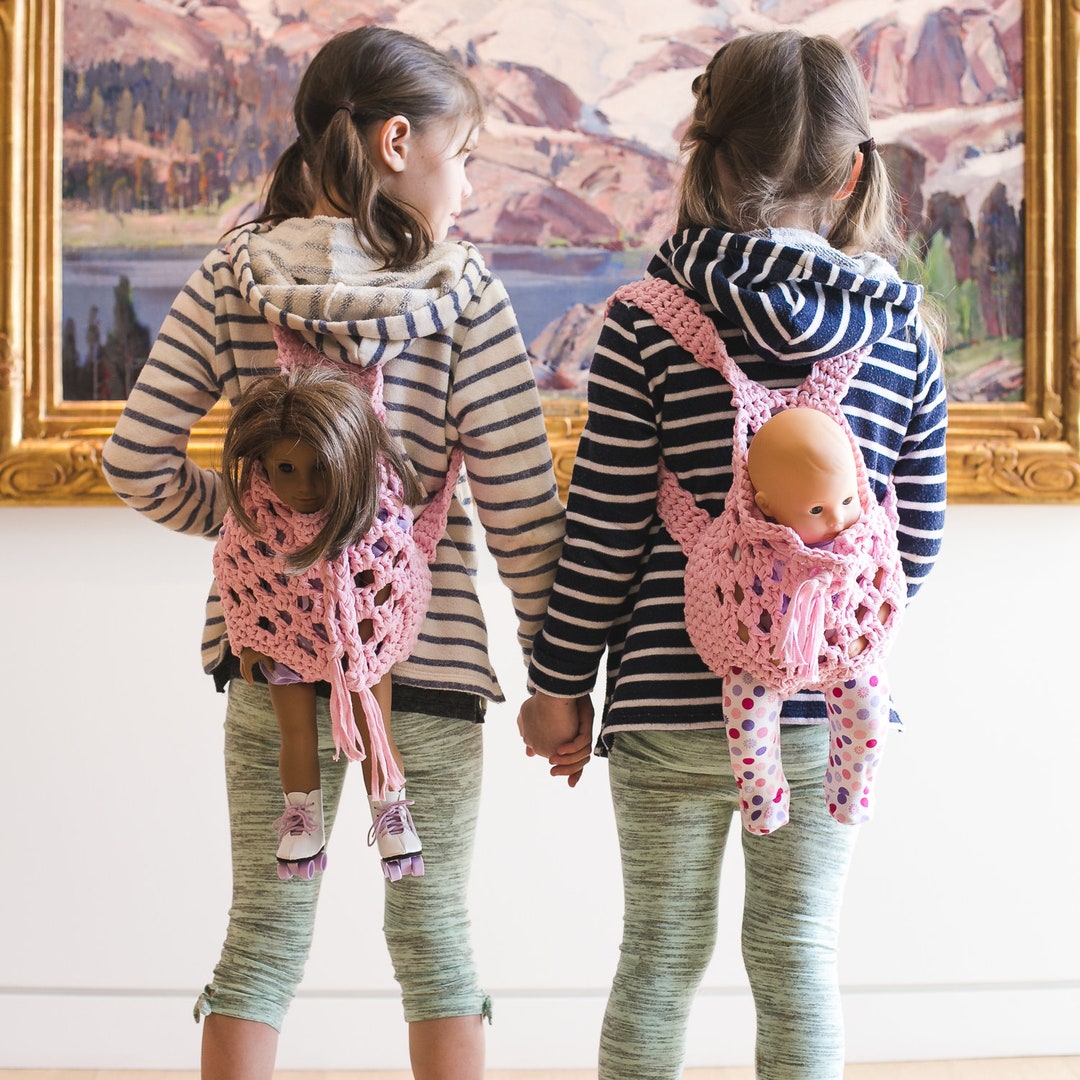 Doll Backpack Carrier Crochet Pattern, 15" and 18" Dolls, Child Sizes ...