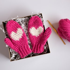 Heart Mittens Crochet PATTERN for Kids and Adults, Valentine's Day ...