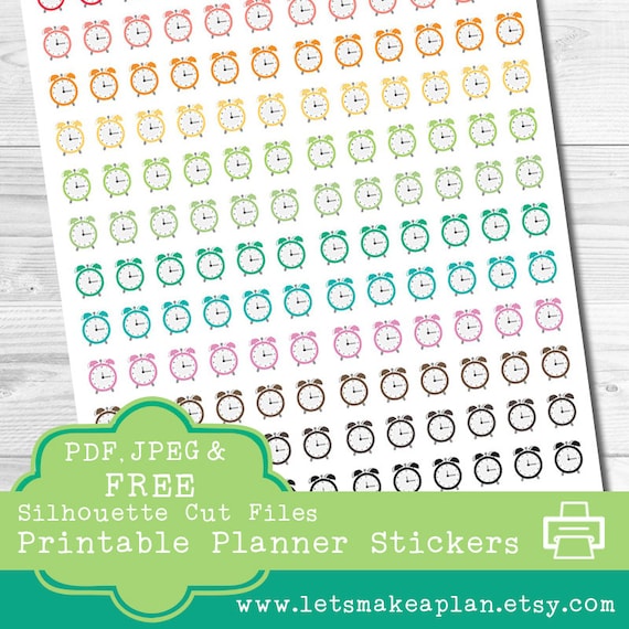 Alarm Clock Printable Planner Stickers Alarm Clock Stickers - Etsy