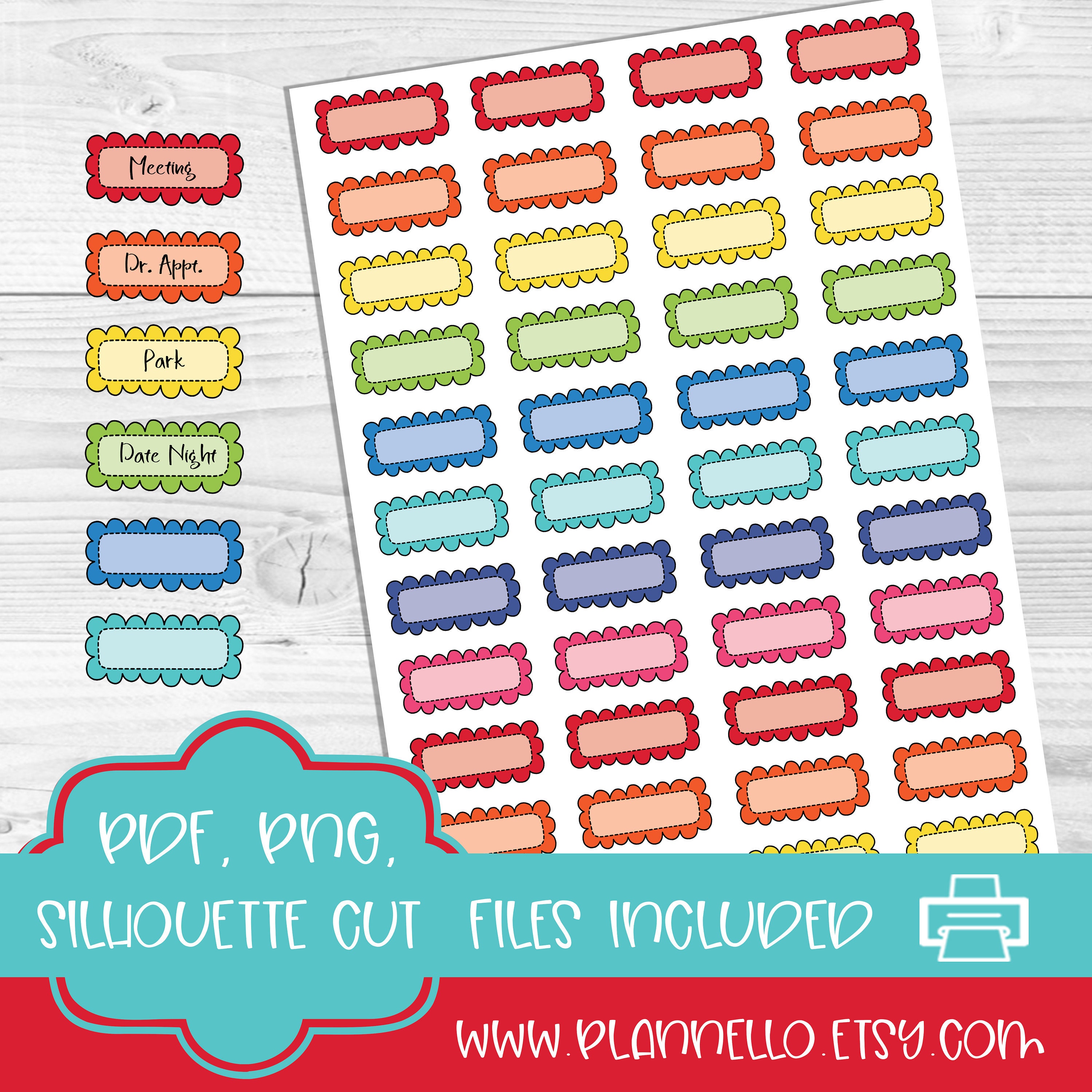 Quarter Box Stickers Printable Planner Stickers Bright | Etsy