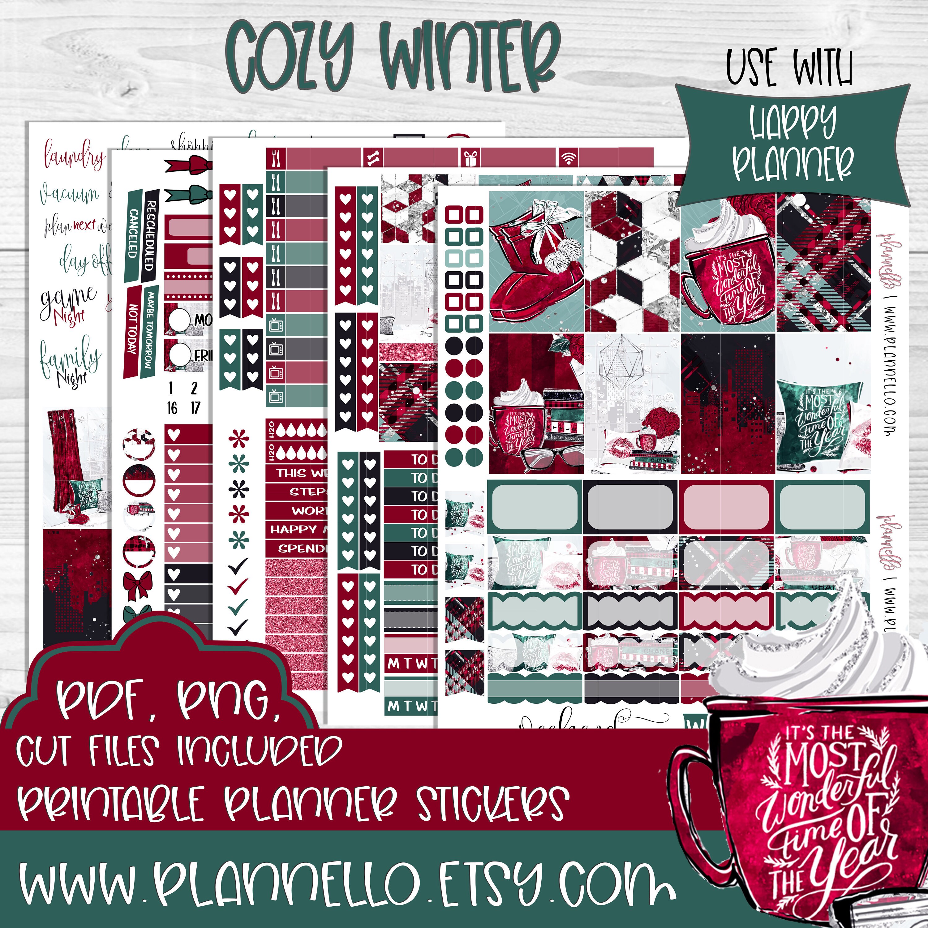 Cozy Winter Happy Planner Printable Planner Stickers Winter - Etsy