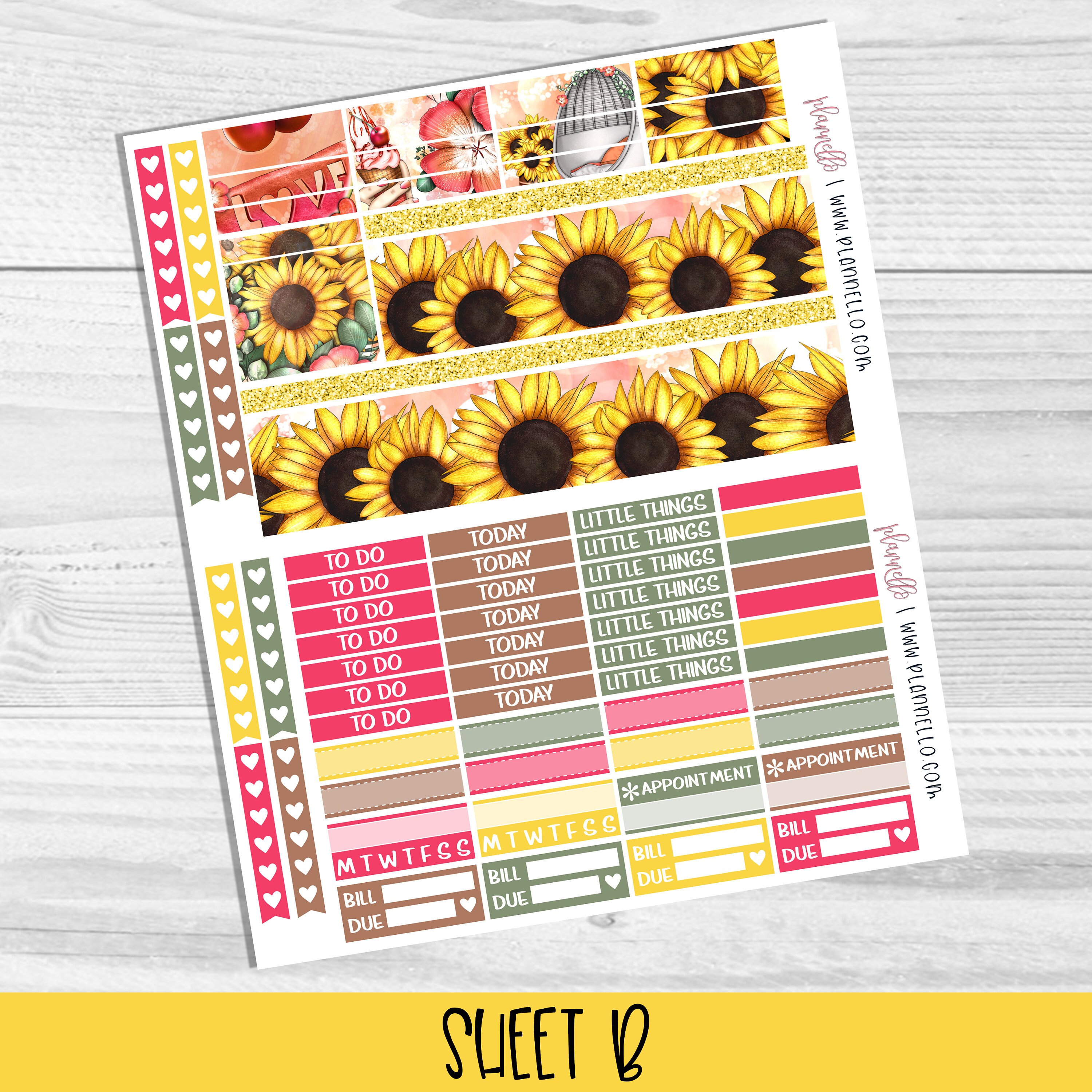 Sunflower Printable Planner Stickers Erin Condren Planner | Etsy Canada