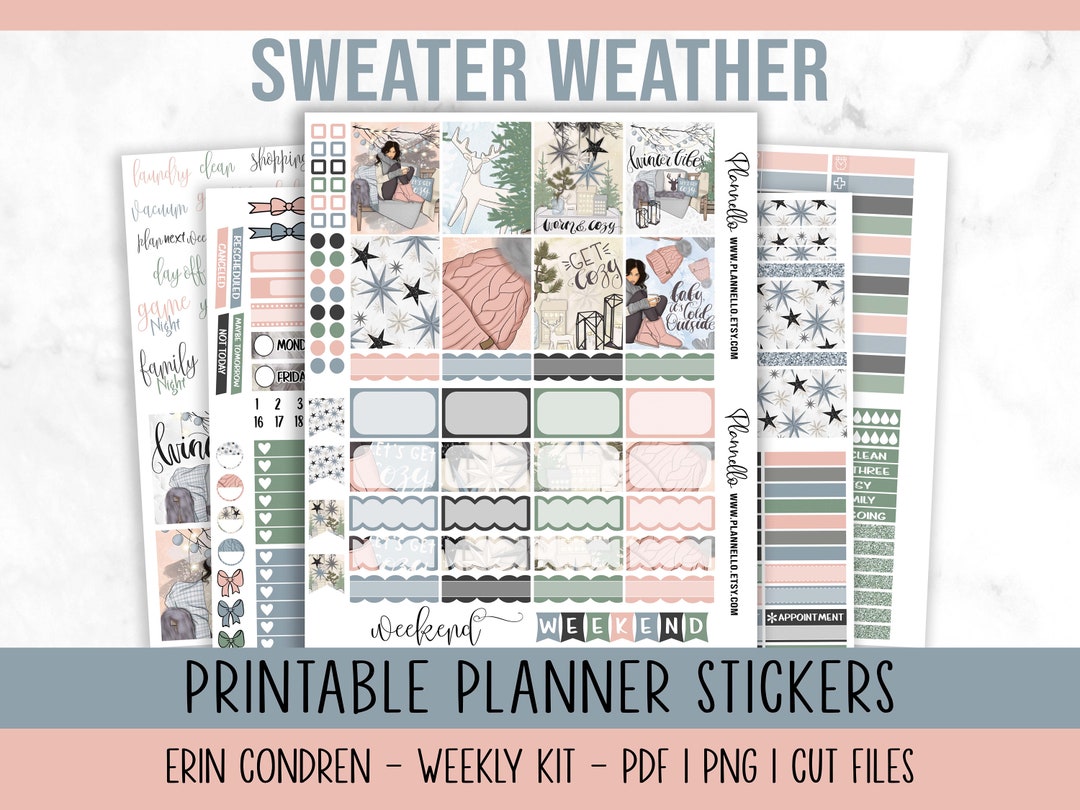 Sweater Weather Printable Planner Stickers, Erin Condren Stickers ...