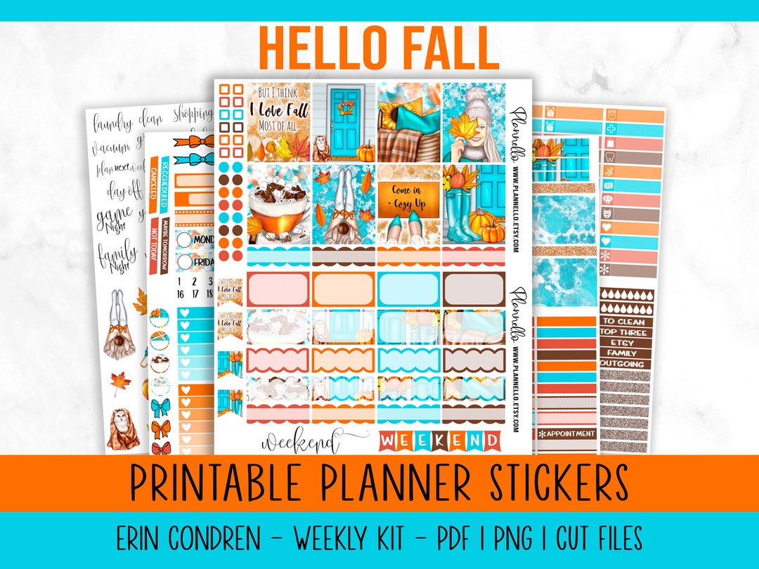 Fall Printable Planner Stickers, Autumn Planner Stickers, Pumpkin ...
